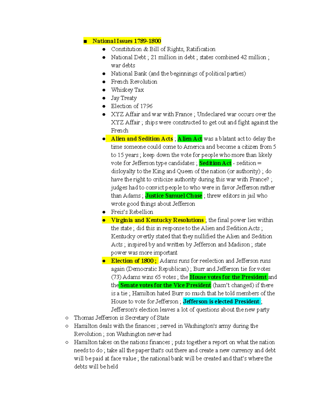 National issues - Loose Constructionism - Jefferson is strict ...