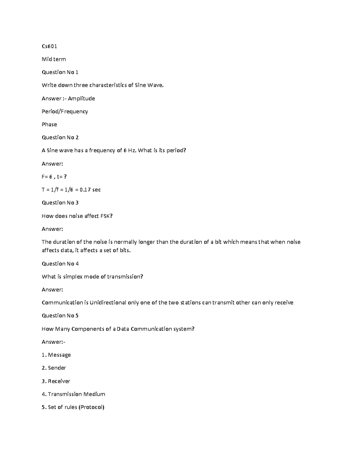 Solved current paper - 1sxasdsa - Cs Mid term Question No 1 Write down ...