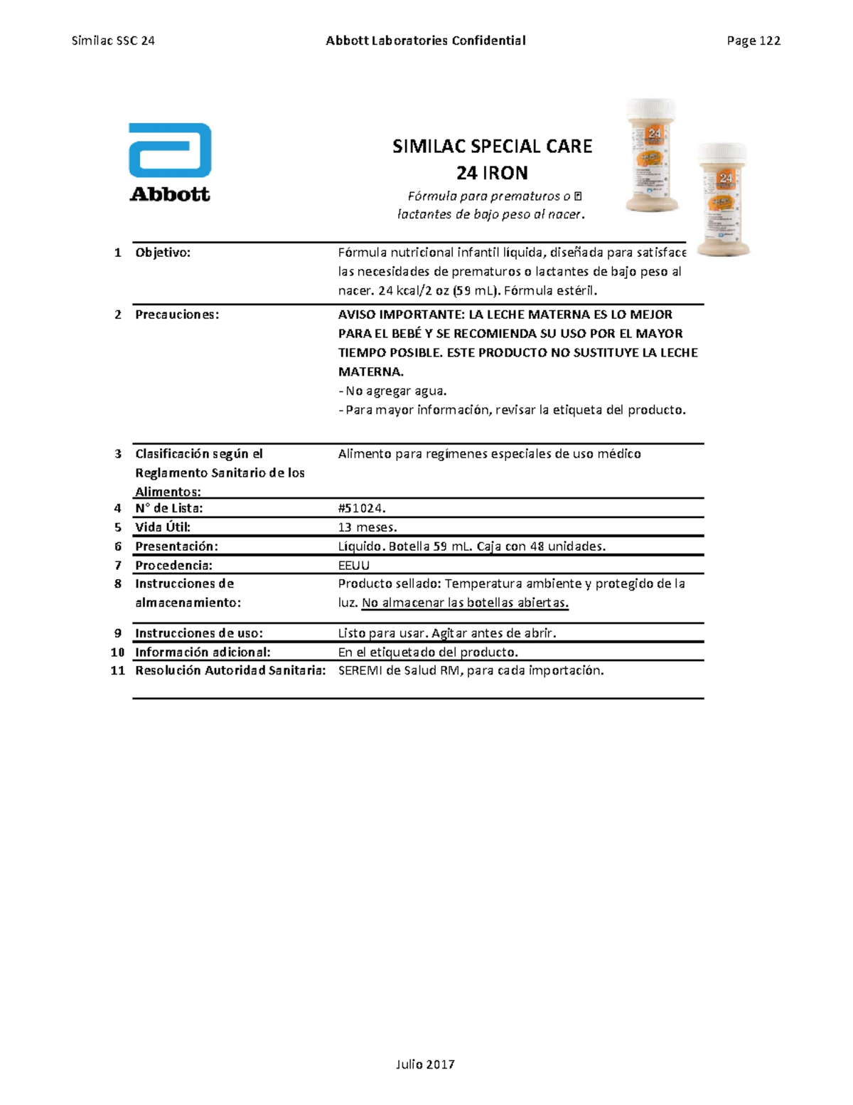 Similac Special Care 24 - Similac SSC 24 Abbott Laboratories ...