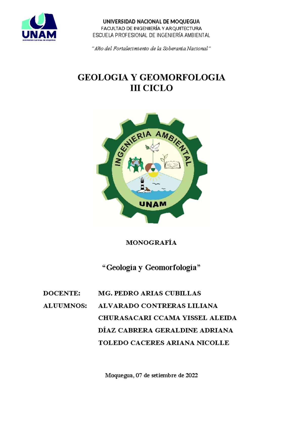 Monografía Génesis de la roca - FACULTAD DE INGENIERÍA Y ARQUITECTURA ...