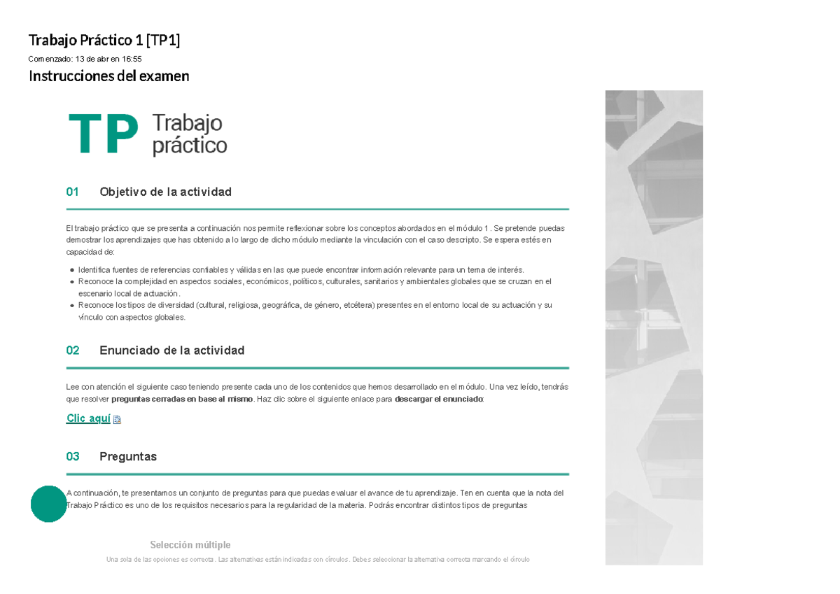 TP1 MetodoS y tecnicas - Trabajo Práctico 1 [TP1] Comenzado: 13 de abr ...