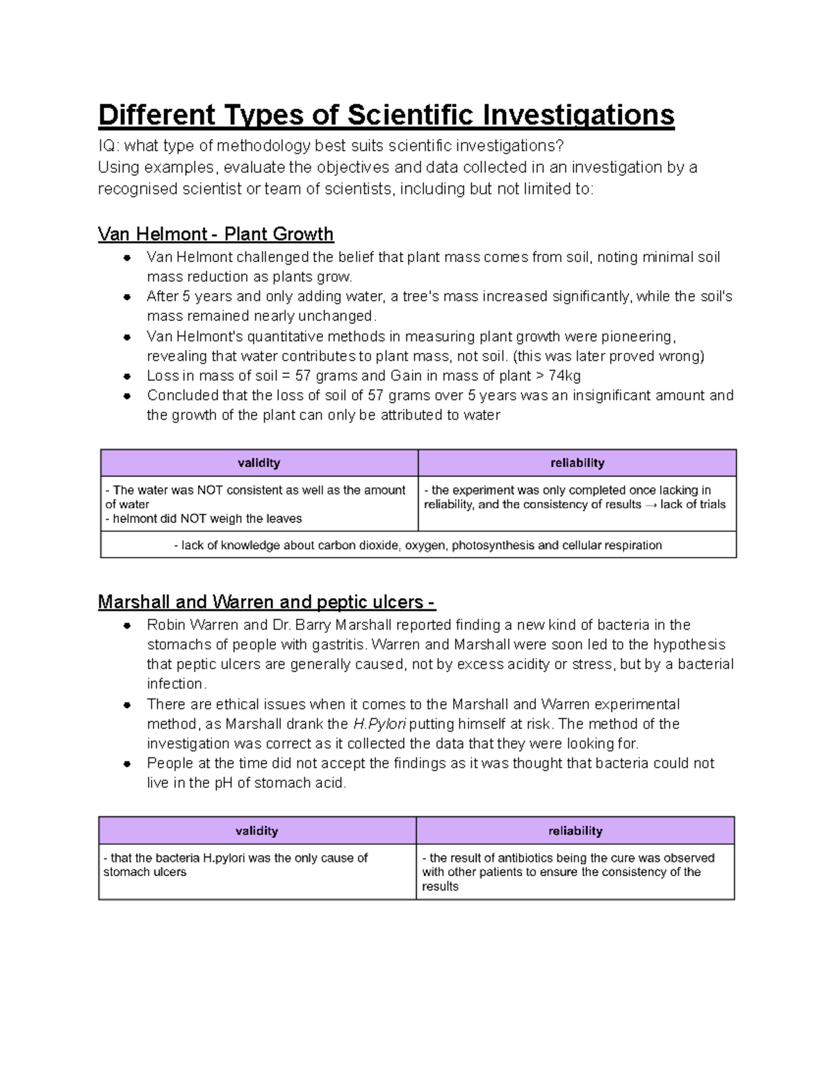 Investigating Notes - Different Types of Scientific Investigations IQ ...
