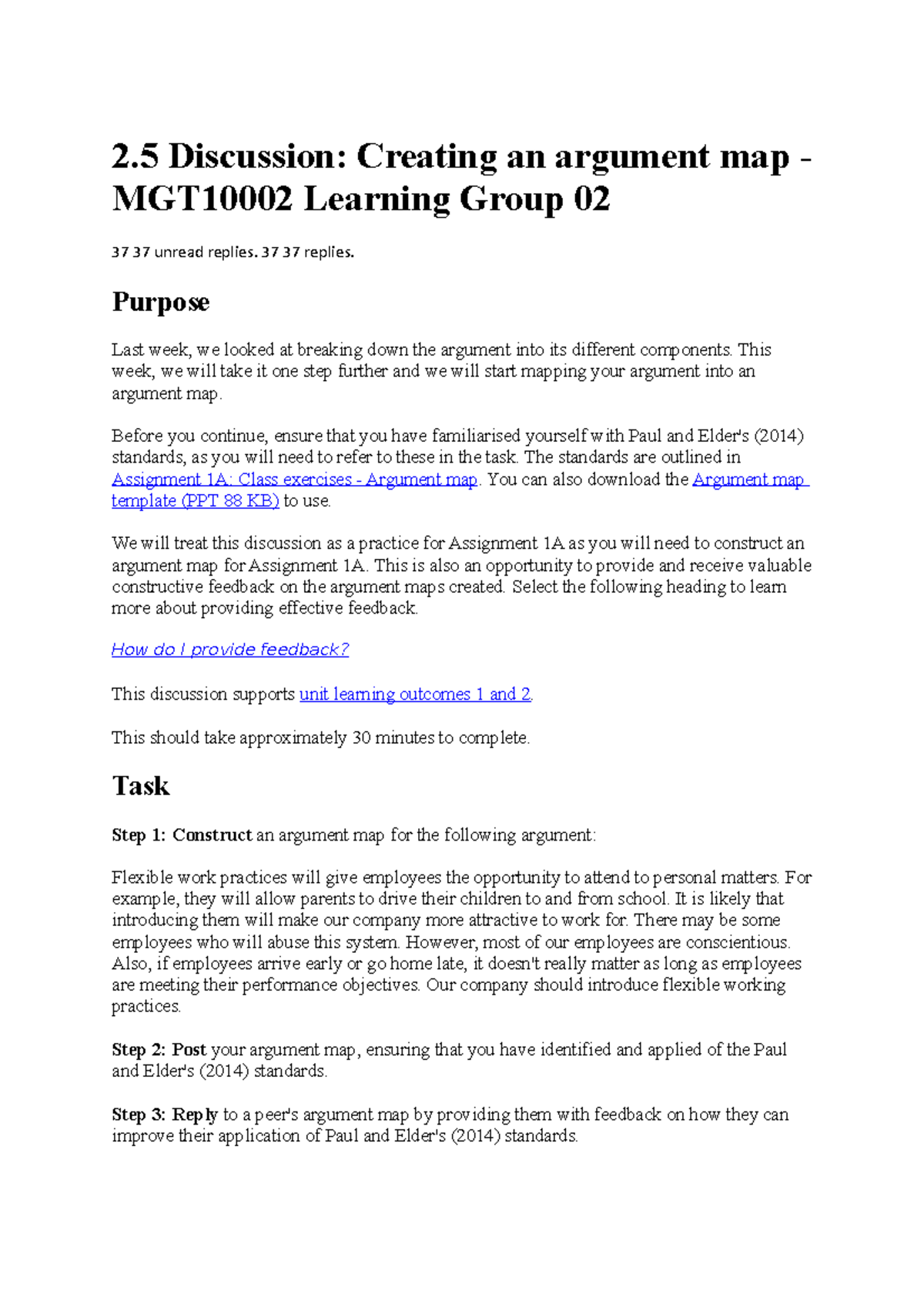 2.5 Discussion Creating an argument map MGT10002 - 37 37 replies ...