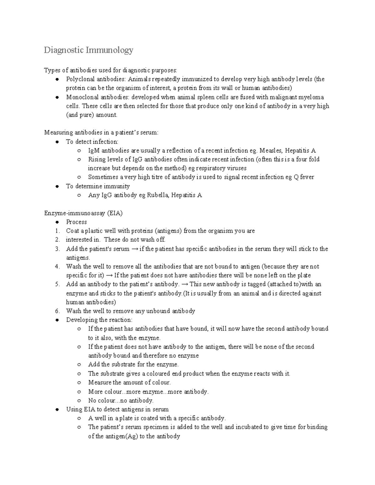 MICI 1100 3F Diagnostic Immunology - Diagnostic Immunology Types of ...