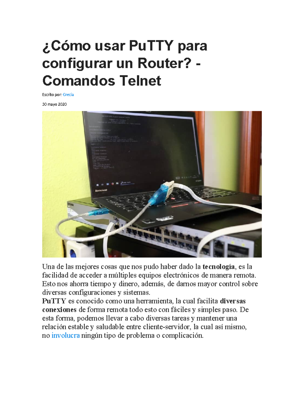 Cómo usar Pu TTY para configurar un Router - ¿Cómo usar PuTTY para ...