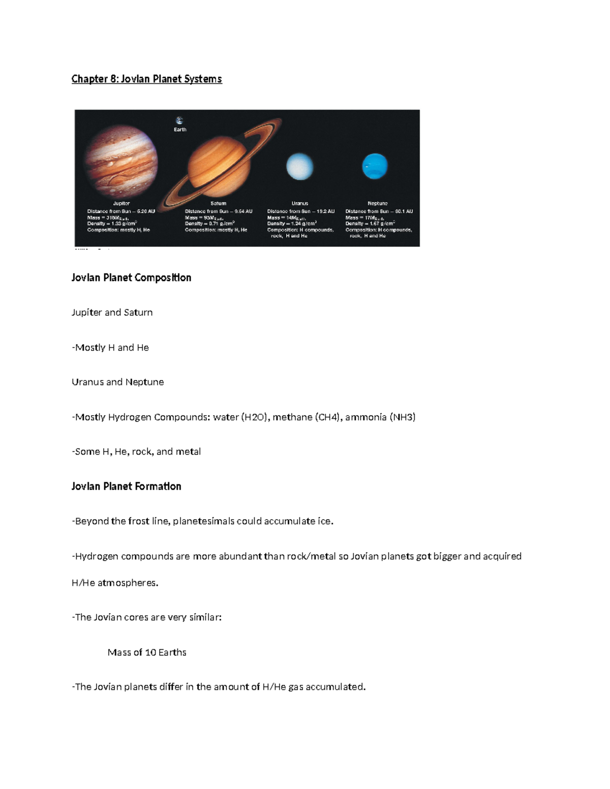 AST Chapter 8 Notes - Chapter 8: Jovian Planet Systems Jovian Planet ...