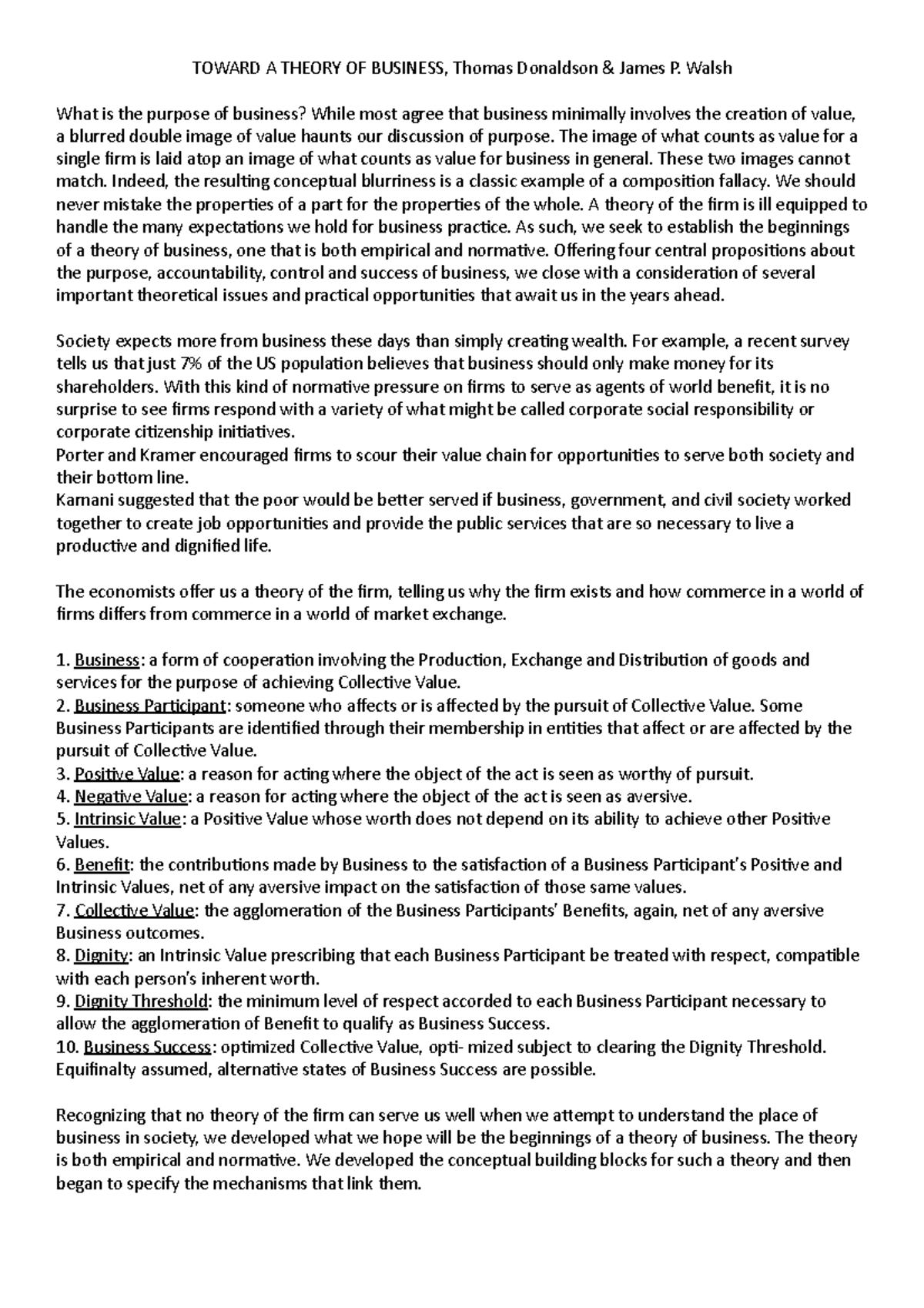 Toward A Theory OF Business - TOWARD A THEORY OF BUSINESS, Thomas ...