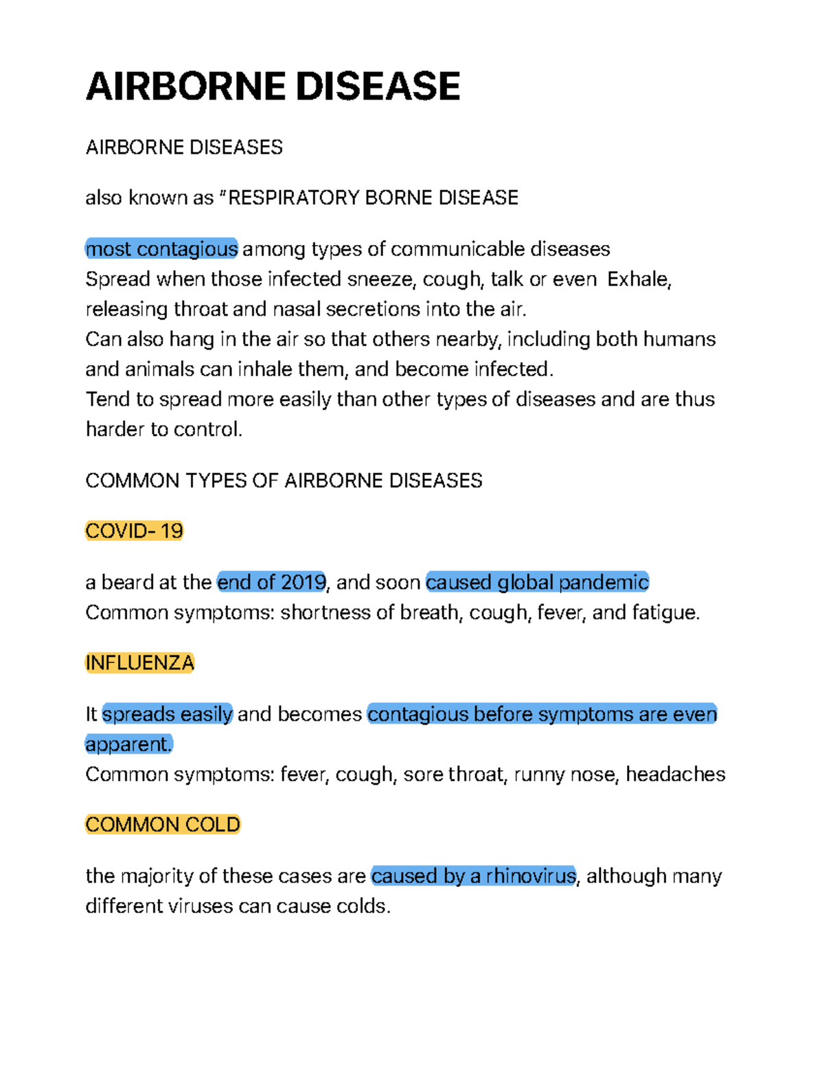 Airborne Disease - Community and Public Health notes - AIRBORNE DISEASE ...