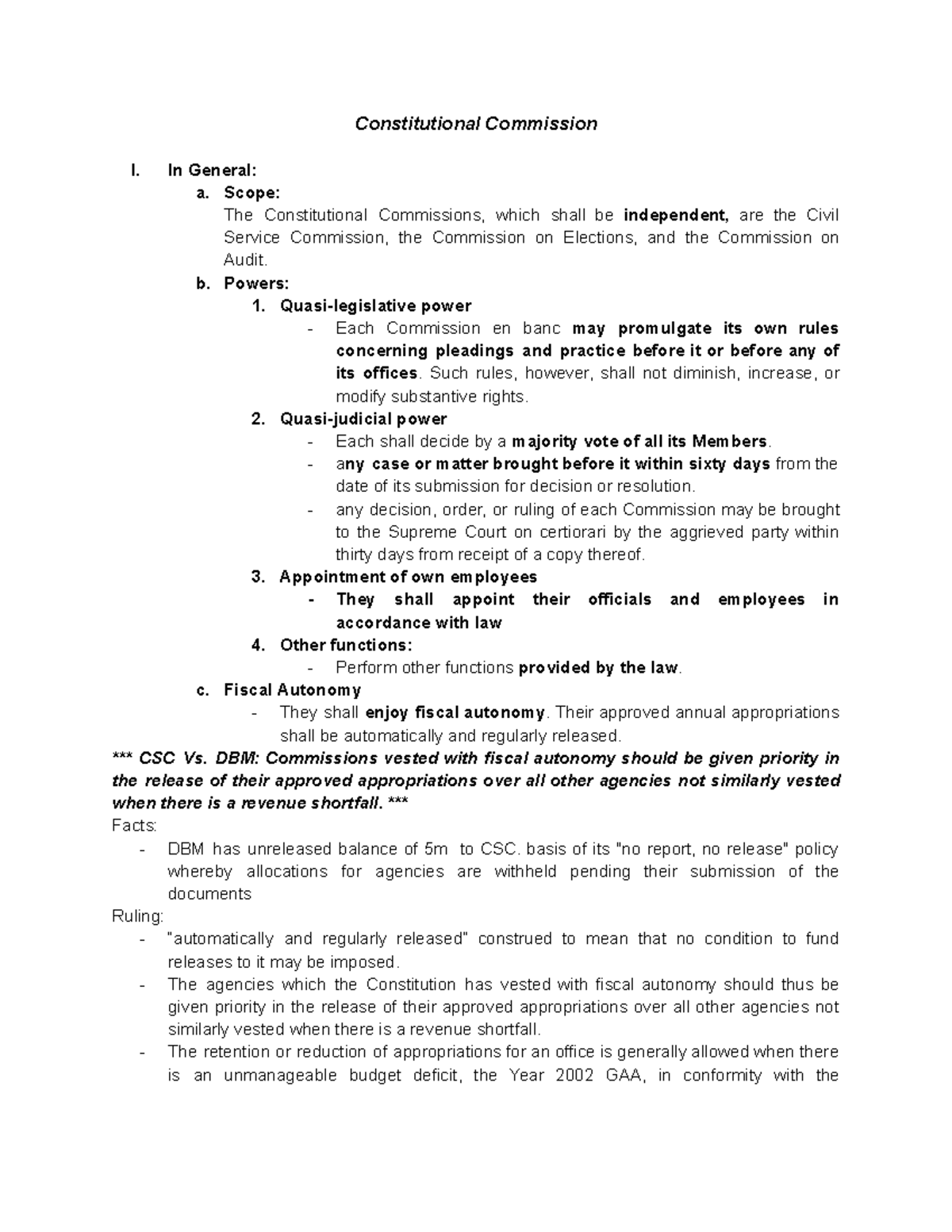 Constitutional Commissions- Brief - Constitutional Commission I. In ...