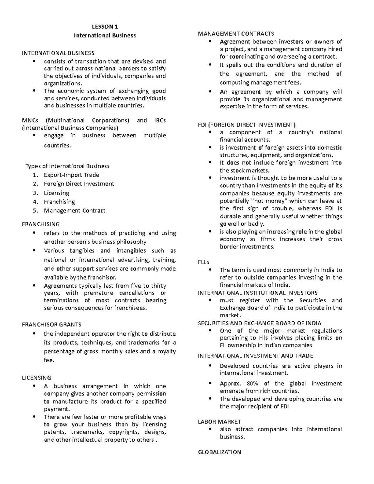 International Business AND Trade- Prelims - LESSON 1 International ...