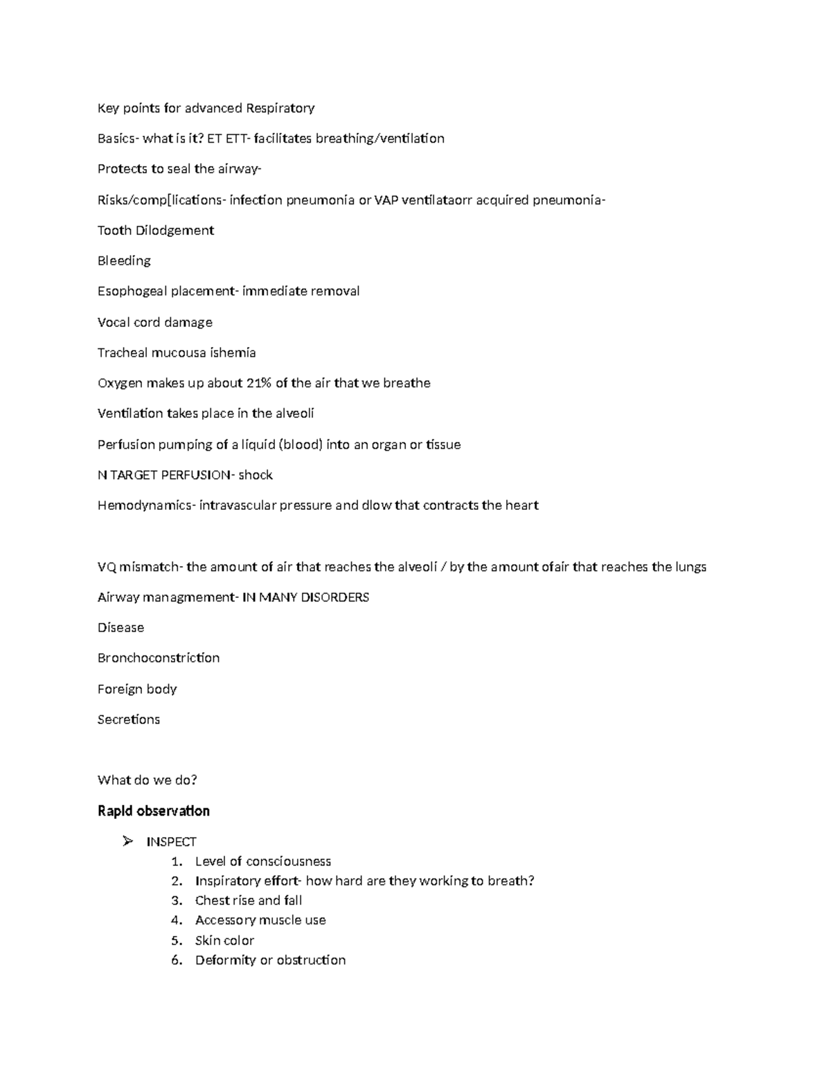 Aah lecture notes - Key points for advanced Respiratory Basics- what is ...
