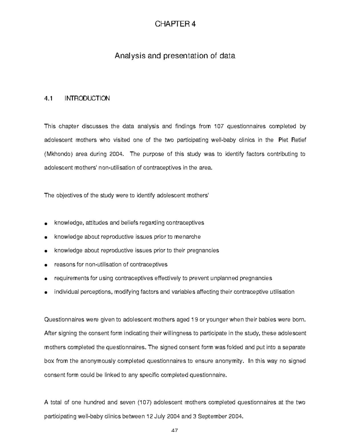 05chapter 4 - Chapter 4 - CHAPTER 4 Analysis and presentation of data 4 ...