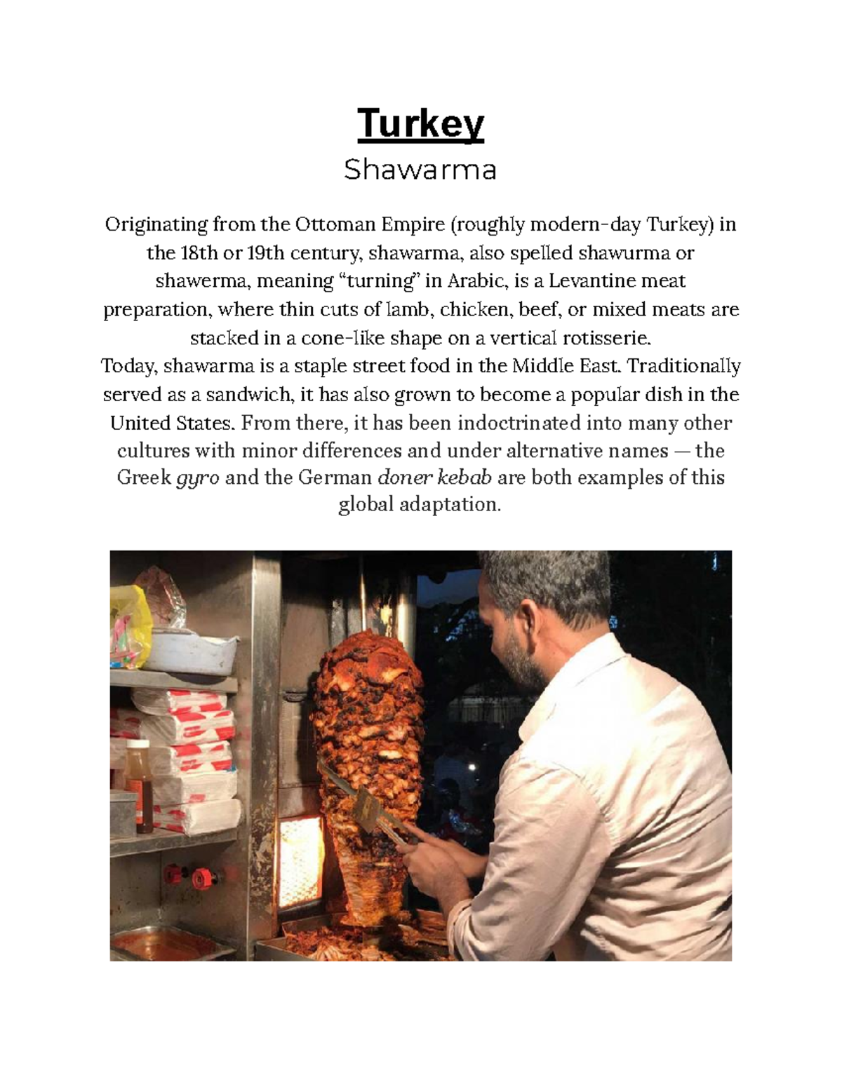 Turkey - Shawarma - Turkey Shawarma Originating from the Ottoman Empire ...