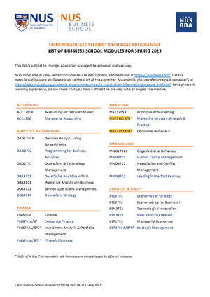 Exchange Study Plan - Test - Le Hue Man (A0204927A) – Computer Science ...