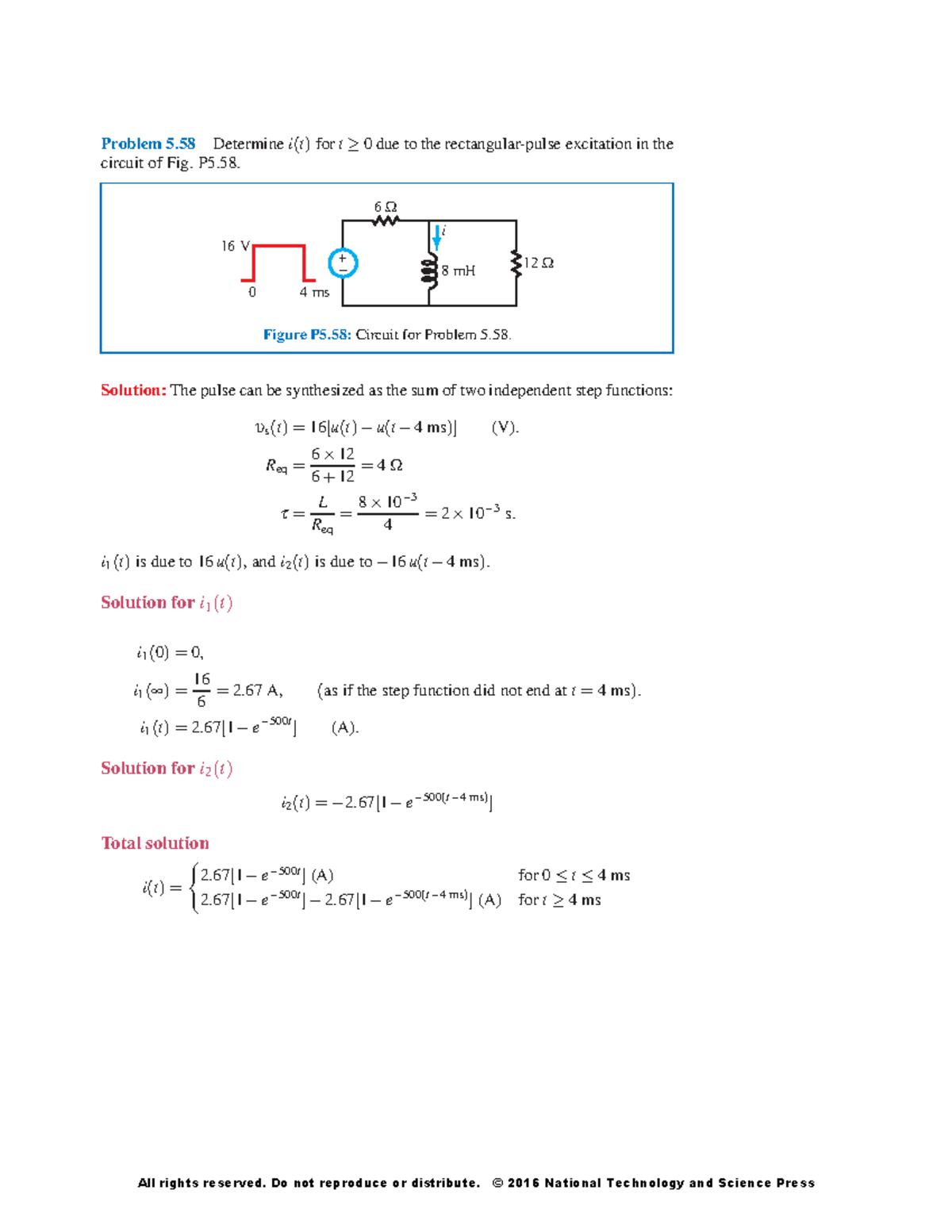 C3-5 - Electrical notes - Problem 5 Determine i(t) for t ≥ 0 due to the ...