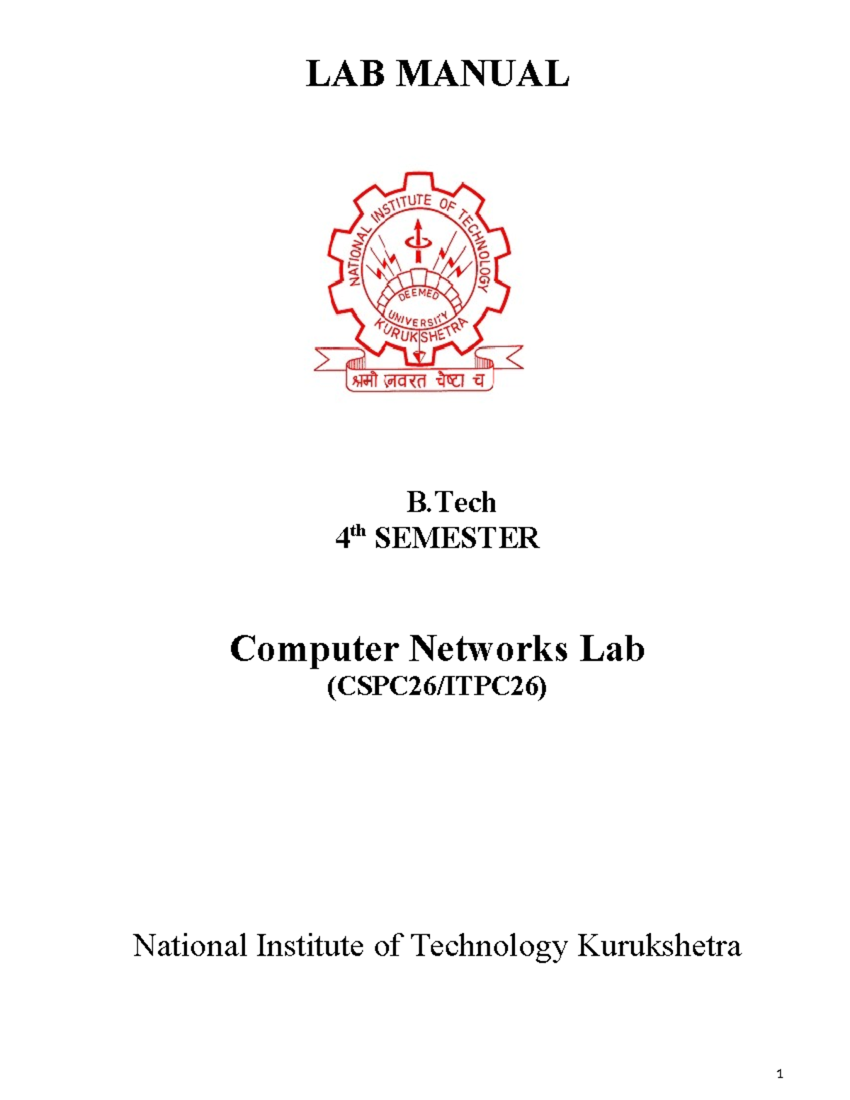 Lab Manual CN - somethinhg - LAB MANUAL B 4 th SEMESTER Computer ...
