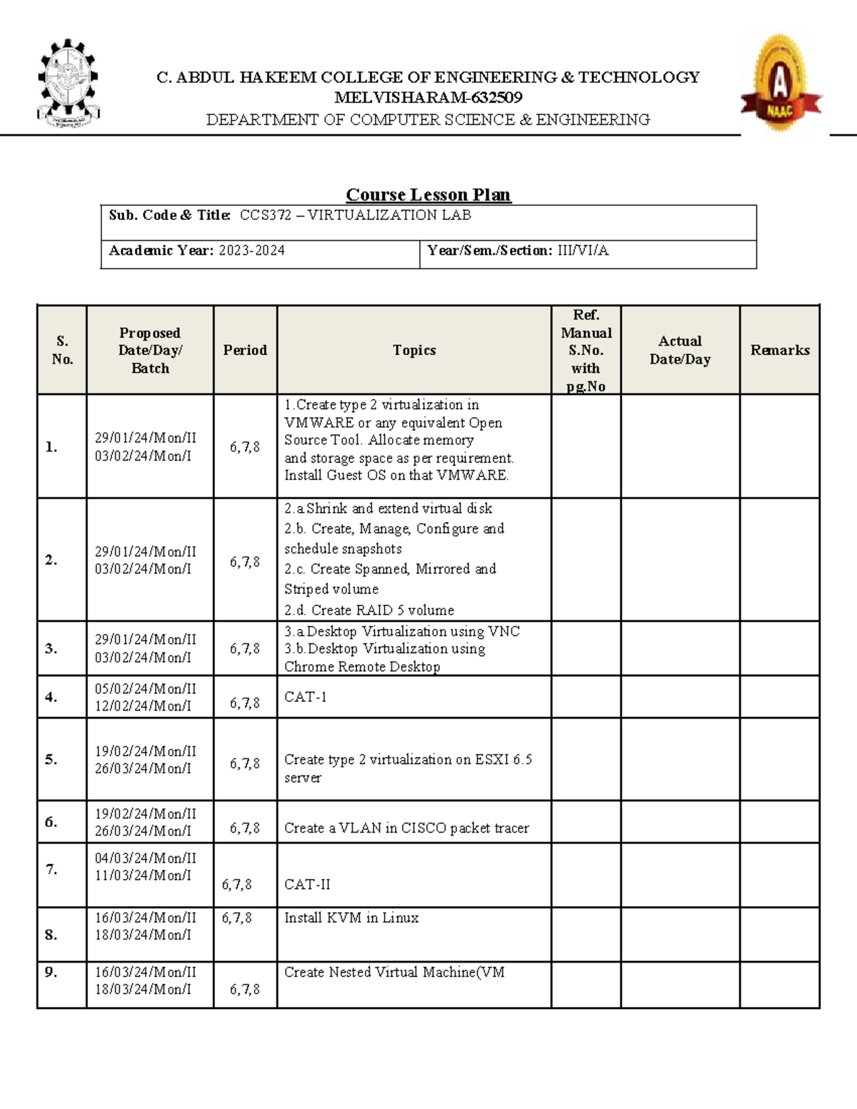 Virtual LAB Lesson PLAN A&B - MELVISHARAM- DEPARTMENT OF COMPUTER ...