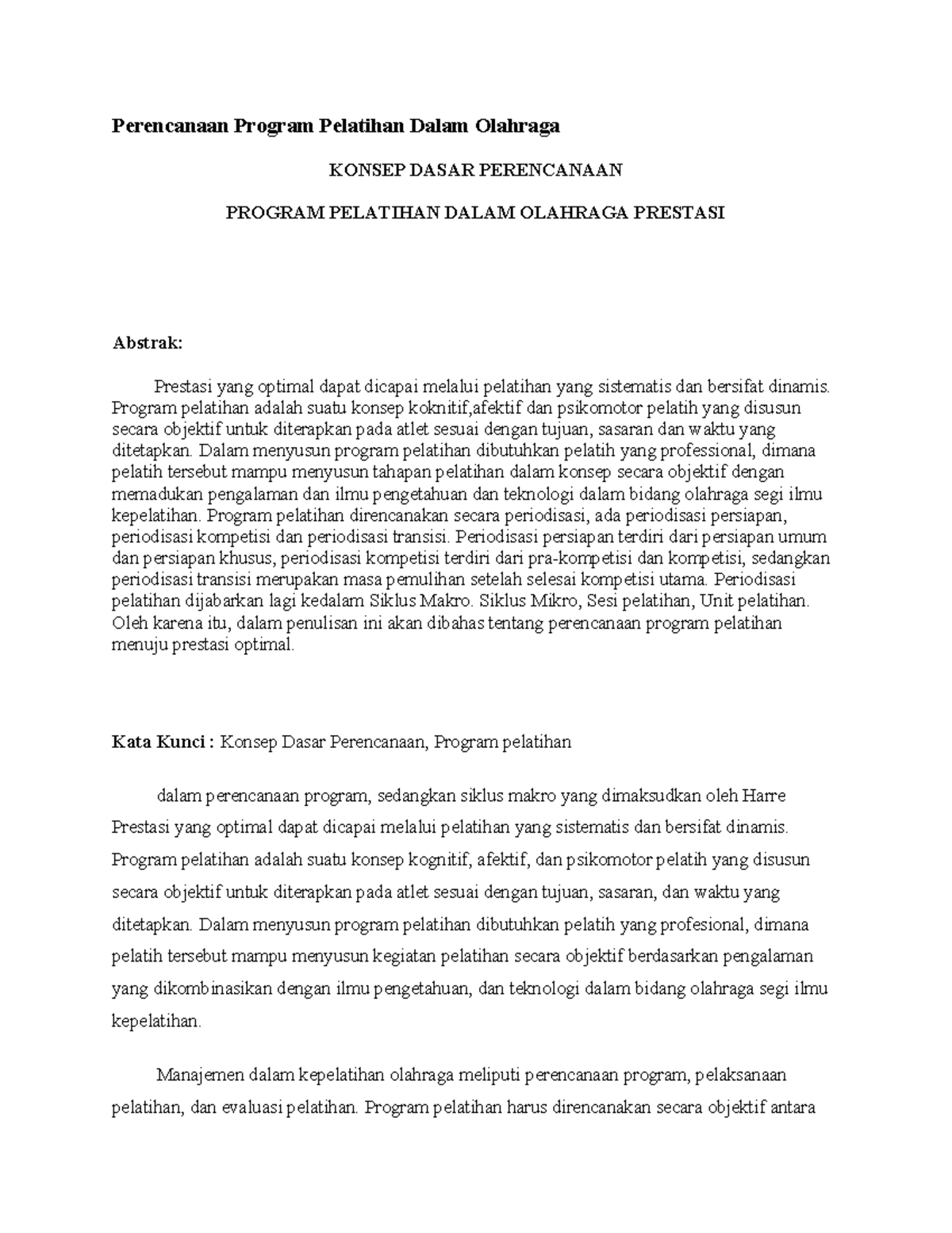 Perencanaan program pelatihan dalam olahraga - Perencanaan Program ...