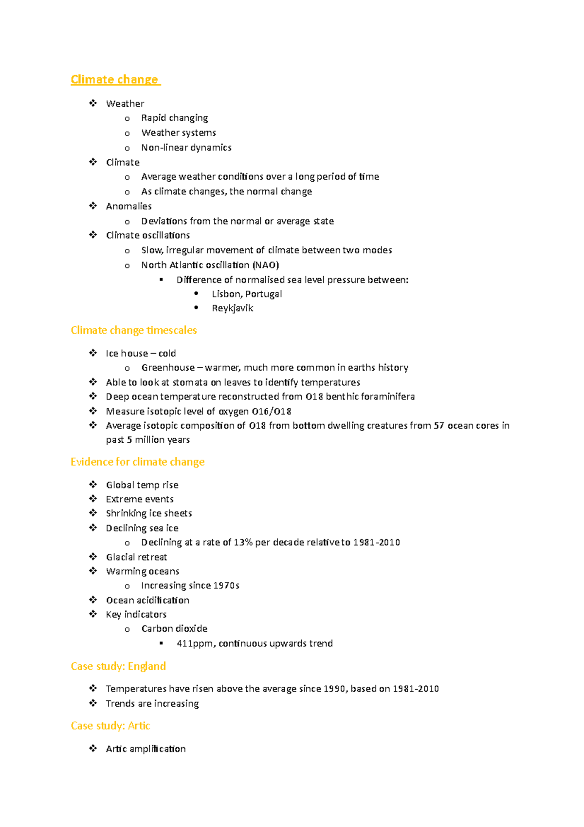 Climate change - Lecture notes 14,15 - Climate change Weather o Rapid ...