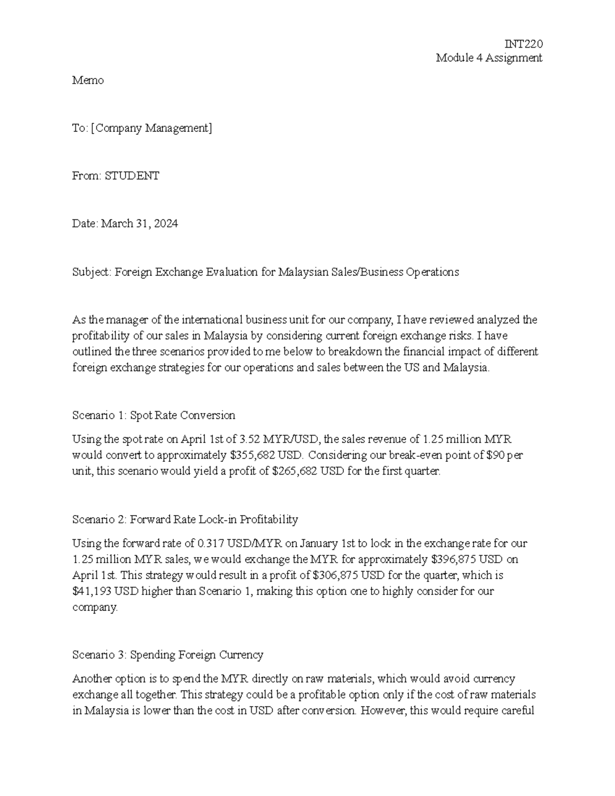 INT220 Module 4 - INT Module 4 Assignment Memo To: [Company Management ...