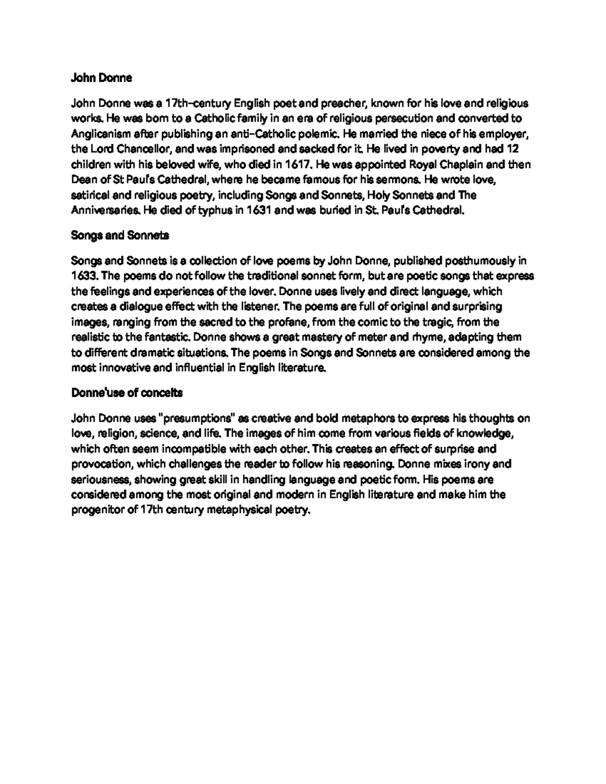 John Donne - Inglese - John Donne John Donne was a 17 th-century ...