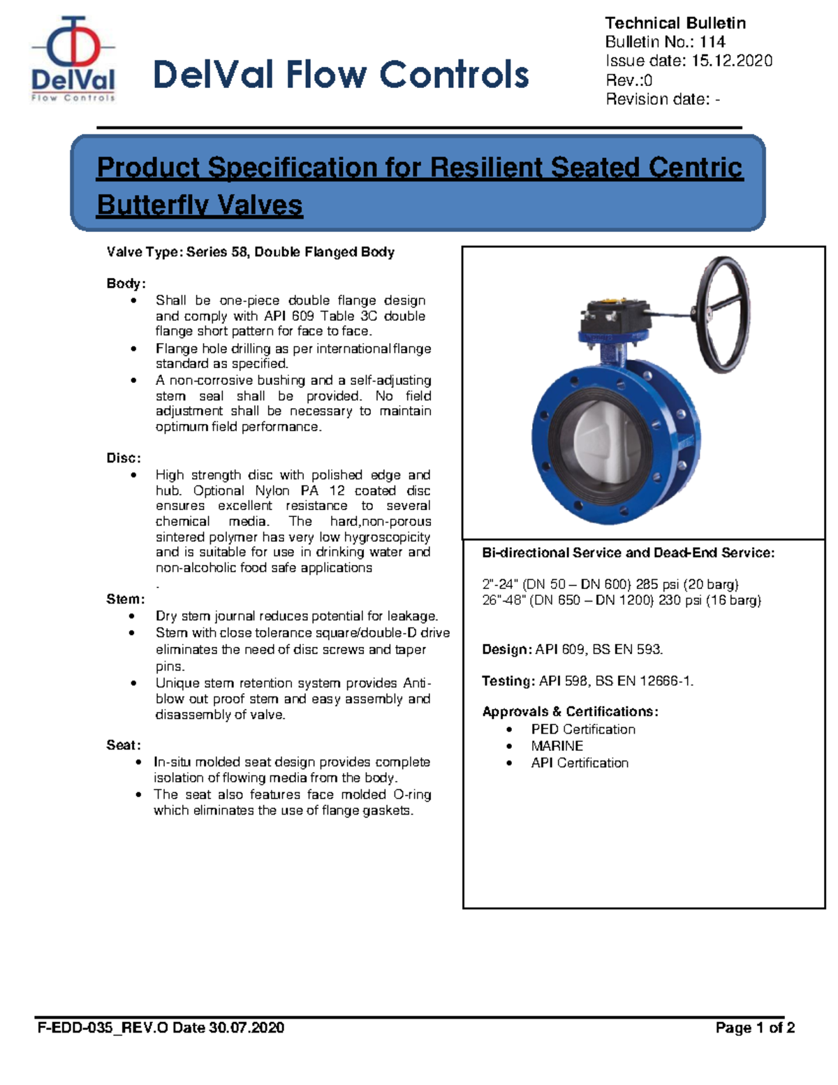 1692721512 Technical Bulletin 114 Product Specification Series 58 ...