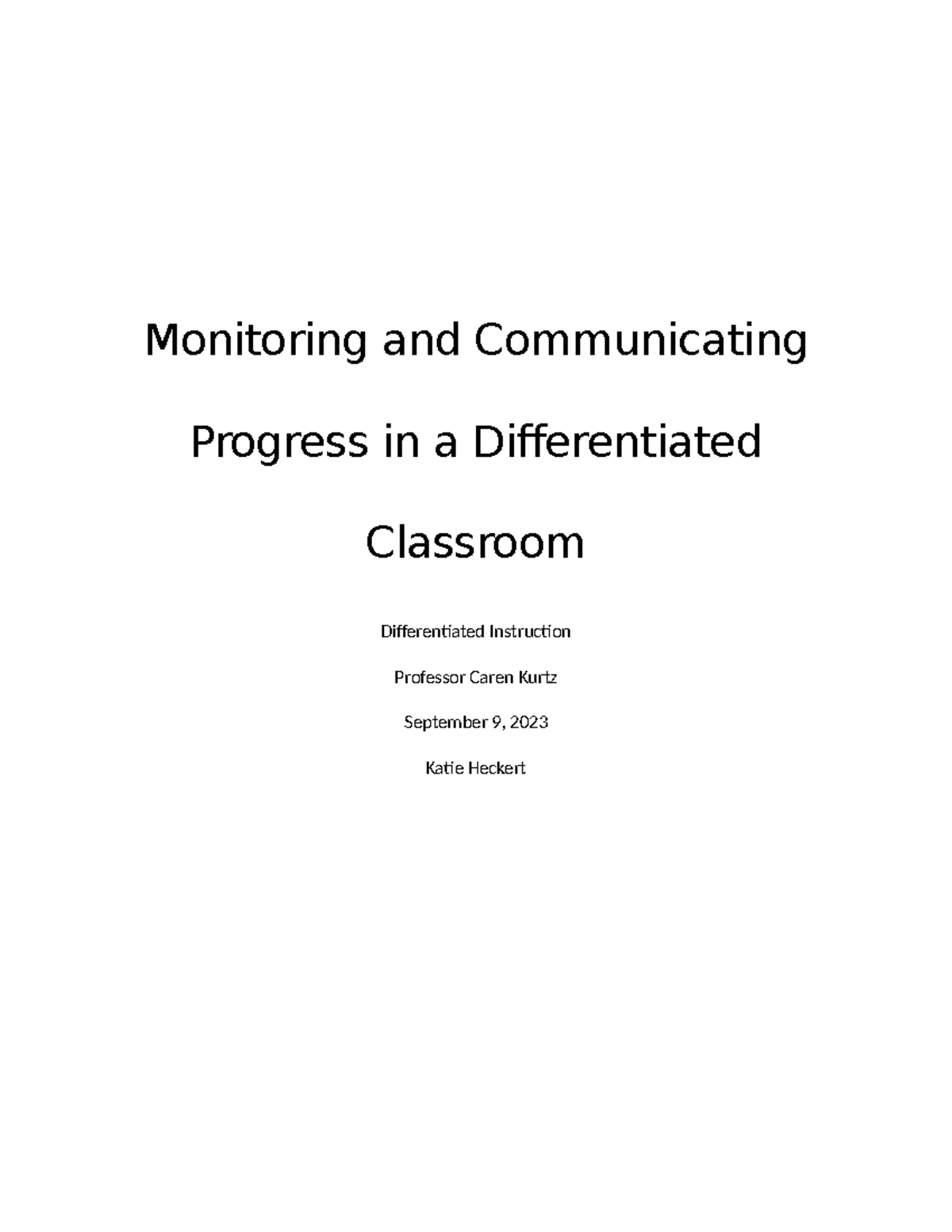 Monitoring and Communicating Progress in a Differentiated Classroom ...