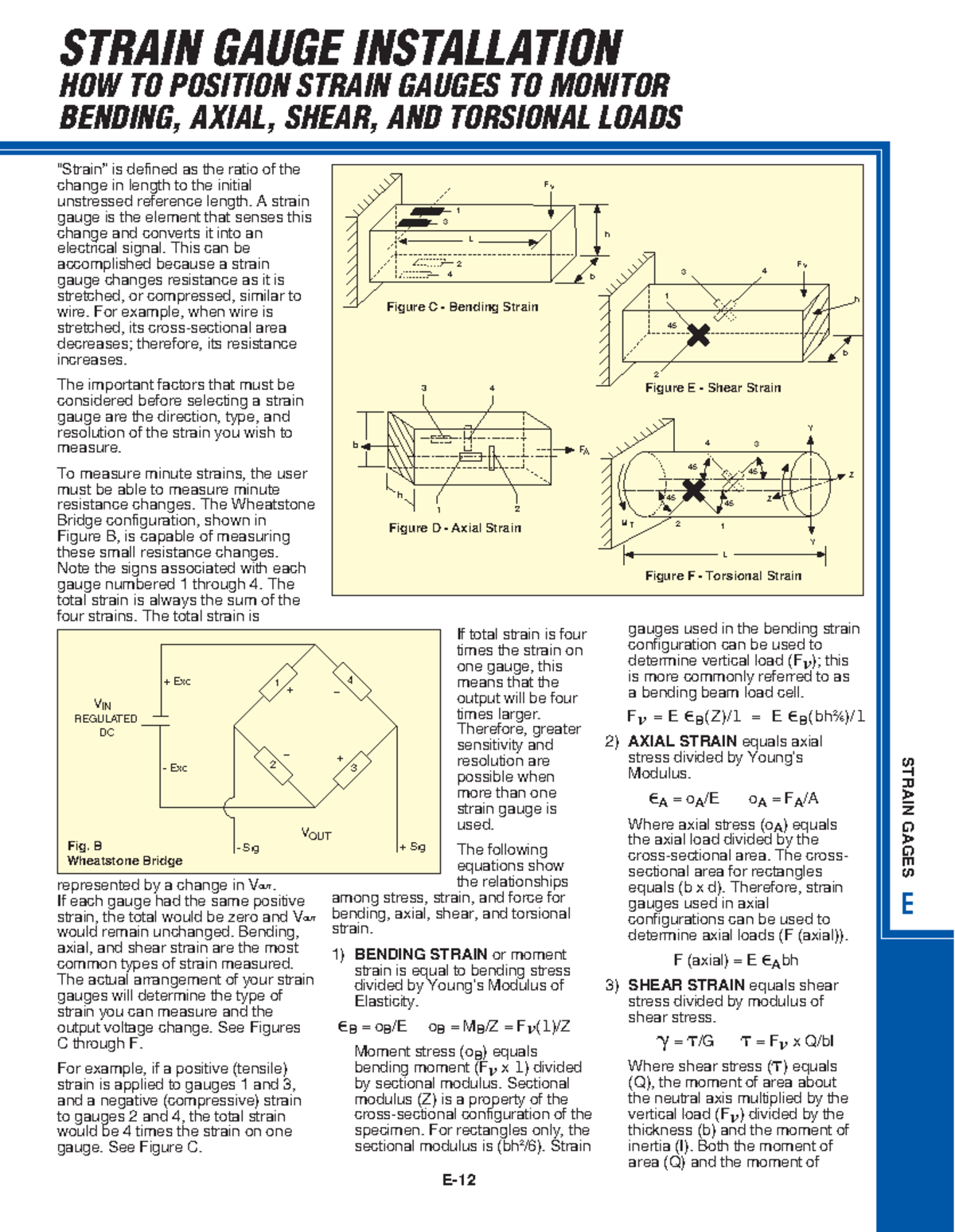 How to position strain gauges - E- E STRAIN GAGES STRAIN GAUGE ...