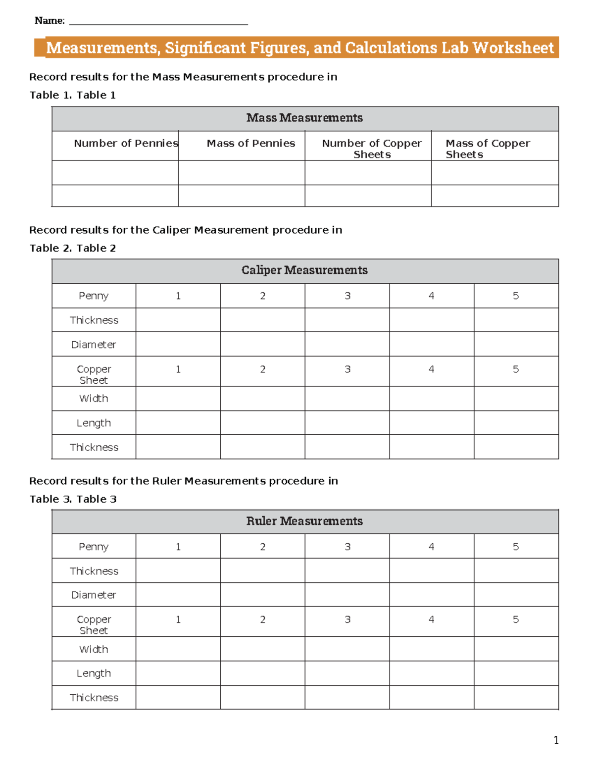 Chem lab 3 - chem lab 3 - Scientific Method Lab Worksheet Measurements ...