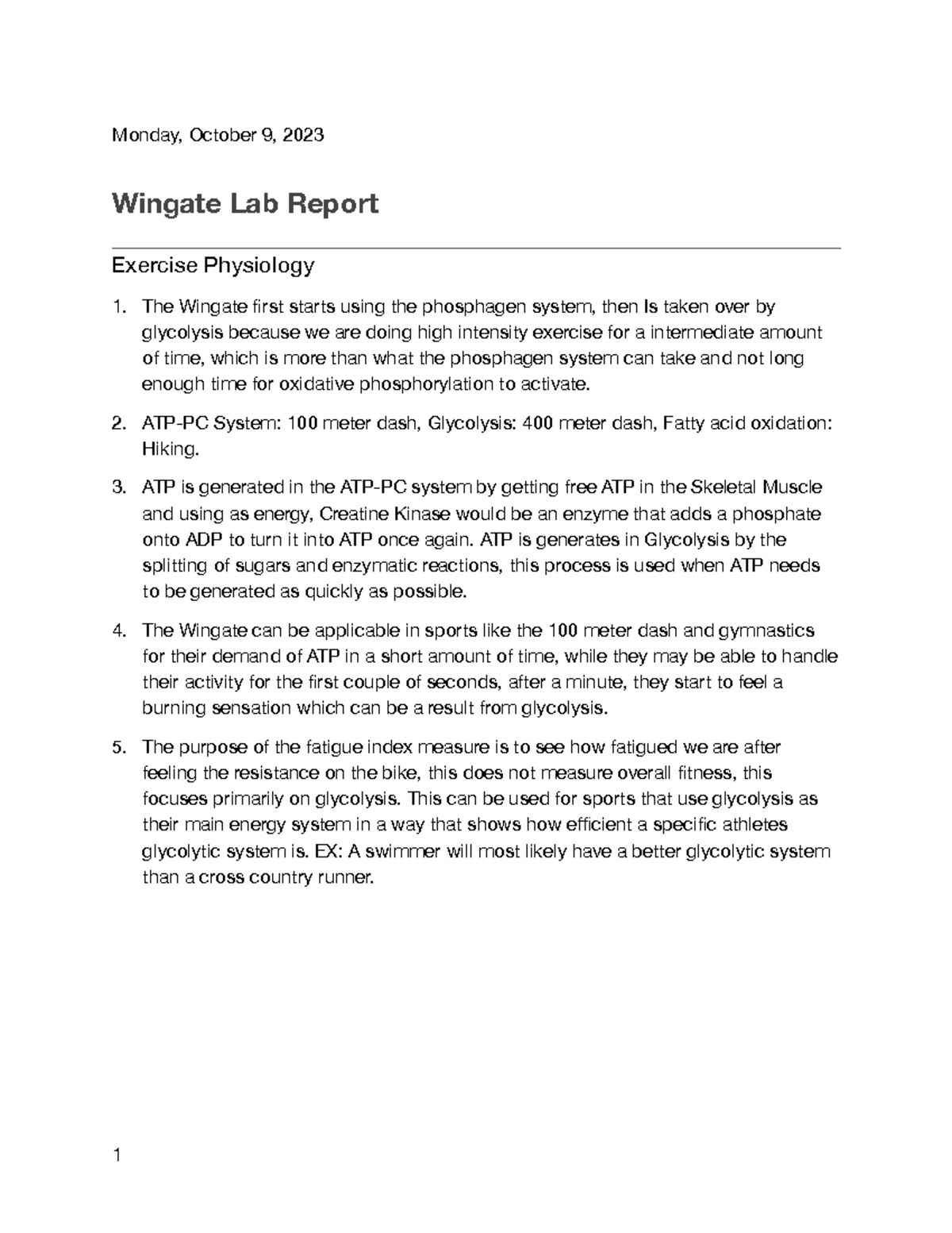 Lab Report. - words - Monday, October 9, 2023 Wingate Lab Report ...