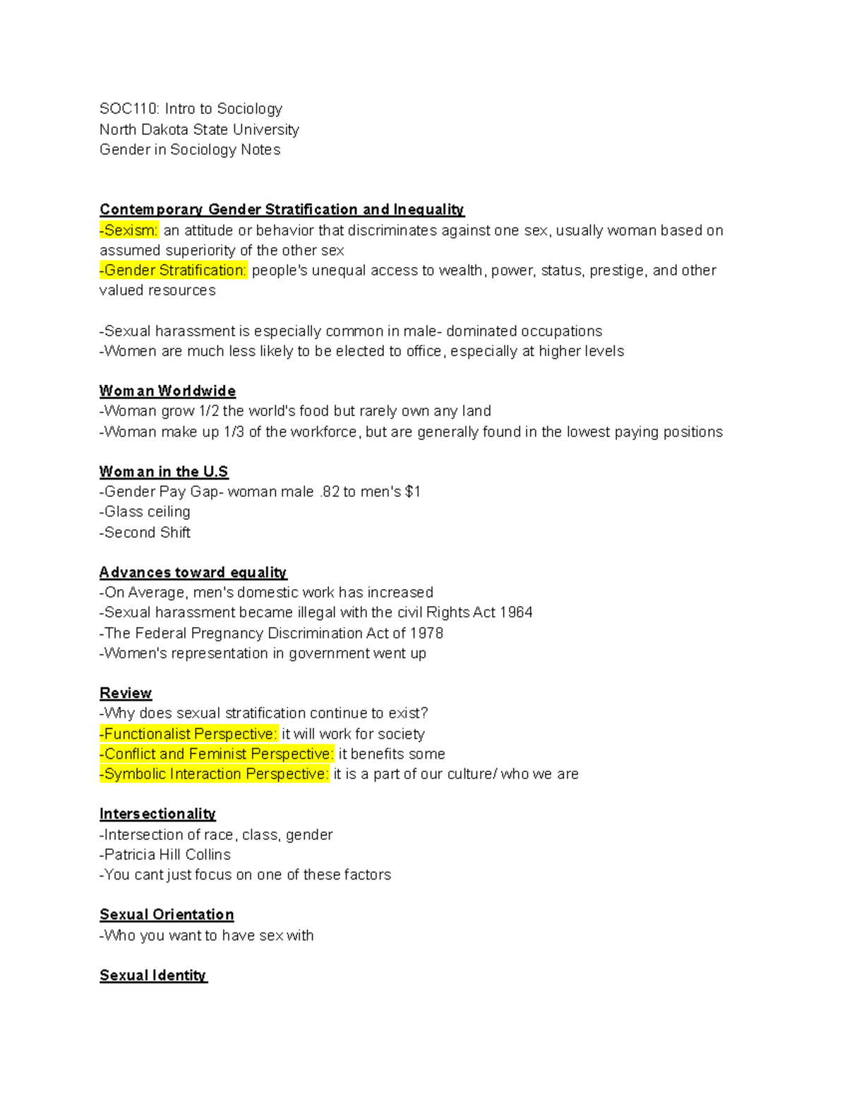 Gender in Sociology - The roles of race in society(Smith) - SOC110 ...