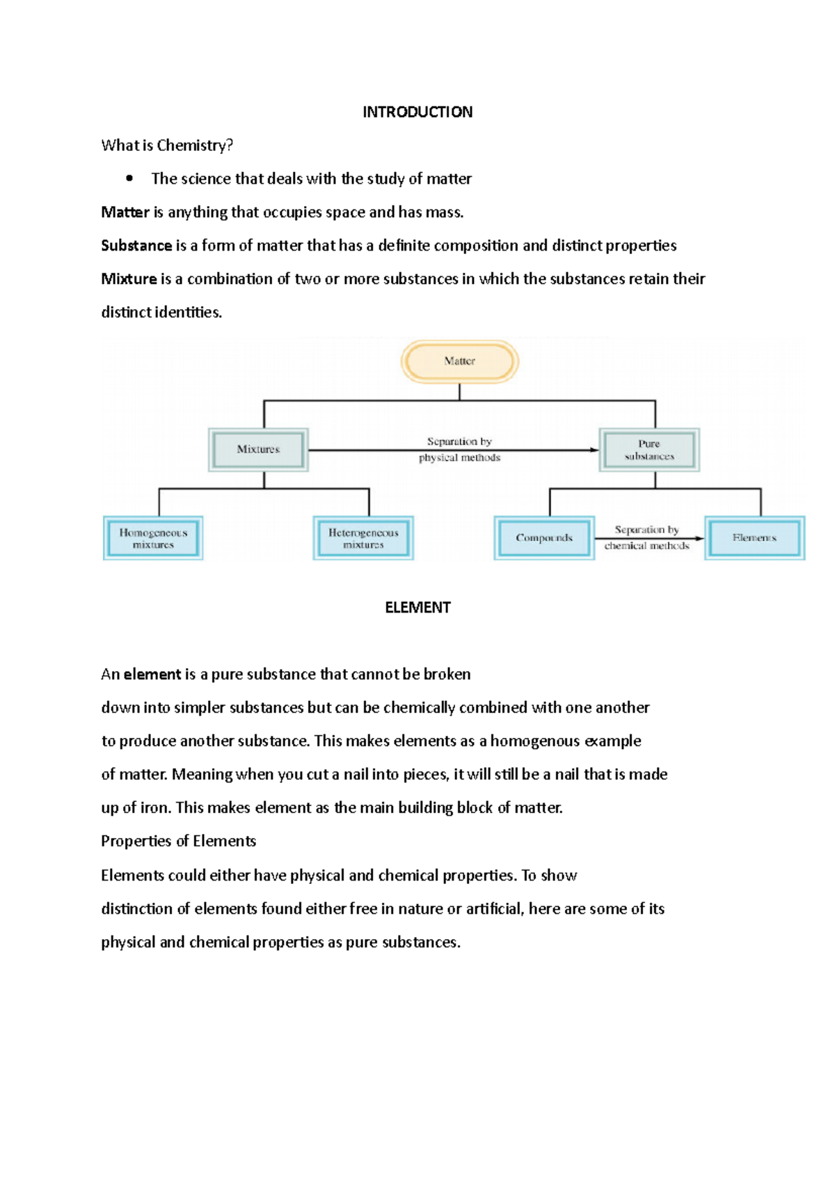 Chemistry- Tutorism - INTRODUCTION What is Chemistry? The science that ...