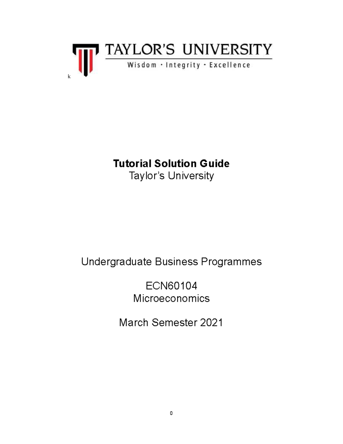 Tutorial Solution Guide - Students (March 2021) - k Tutorial Solution ...