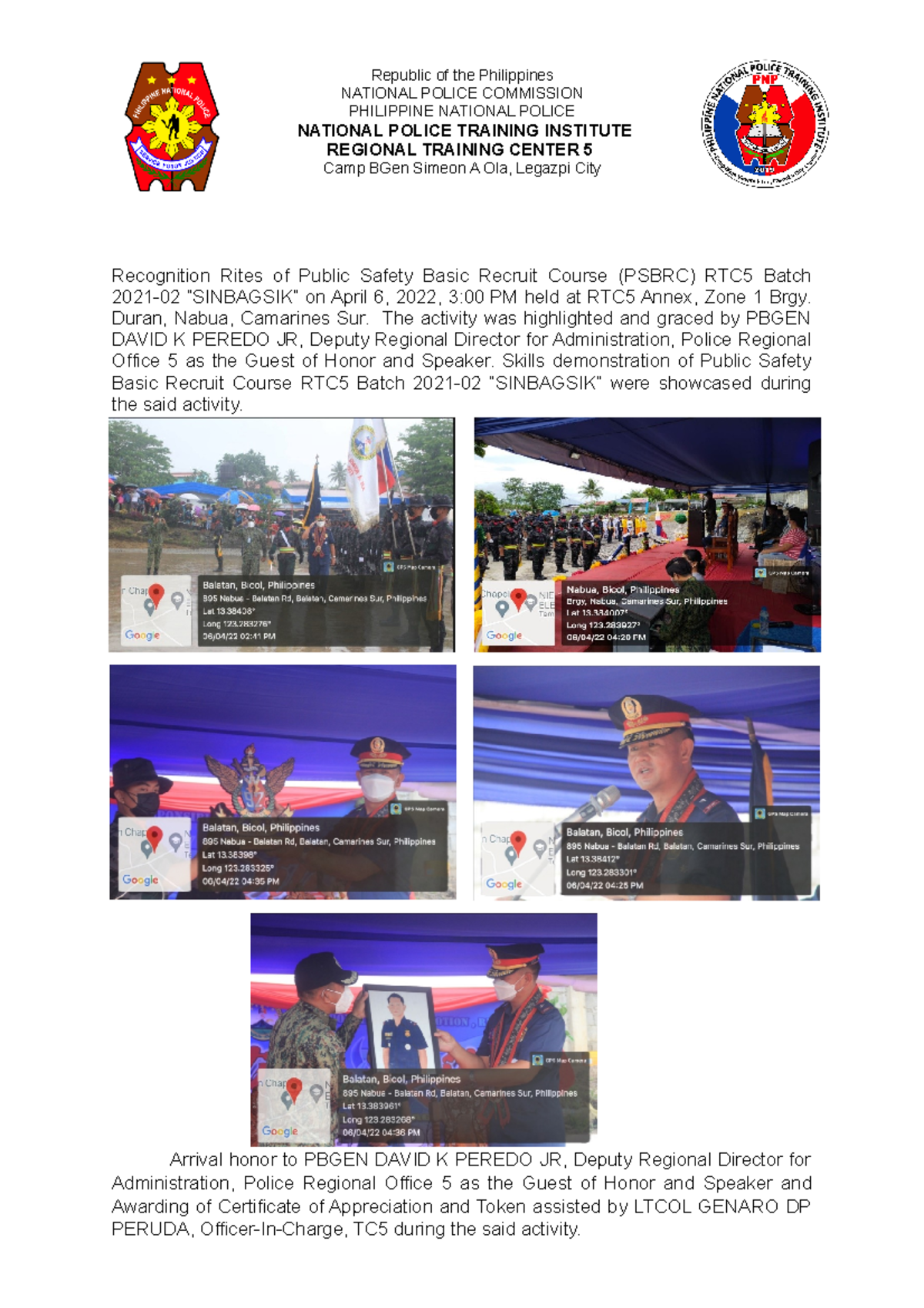 Recognition Rites - agagagagaga - Republic of the Philippines NATIONAL ...