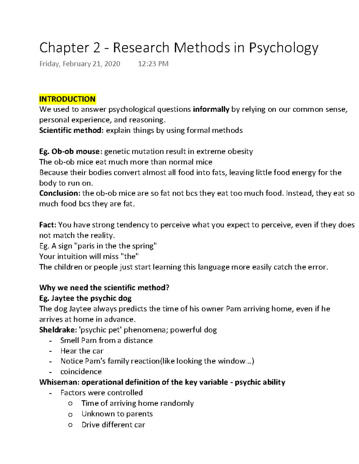 Chapter 2 - Research Methods in Psychology - Warning: TT: undefined ...