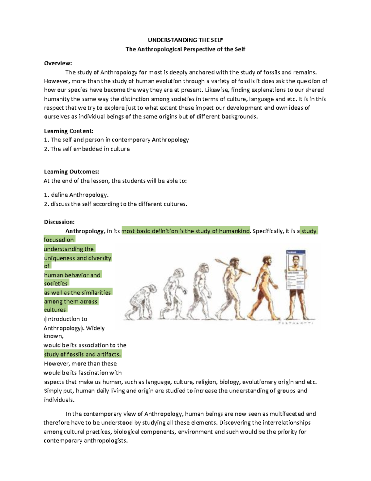 Anthropological Perspectives - However, more than the study of human ...