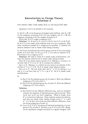 Intro to Group Theory - INTRODUCTION TO GROUP THEORY (MATH 10005 ...