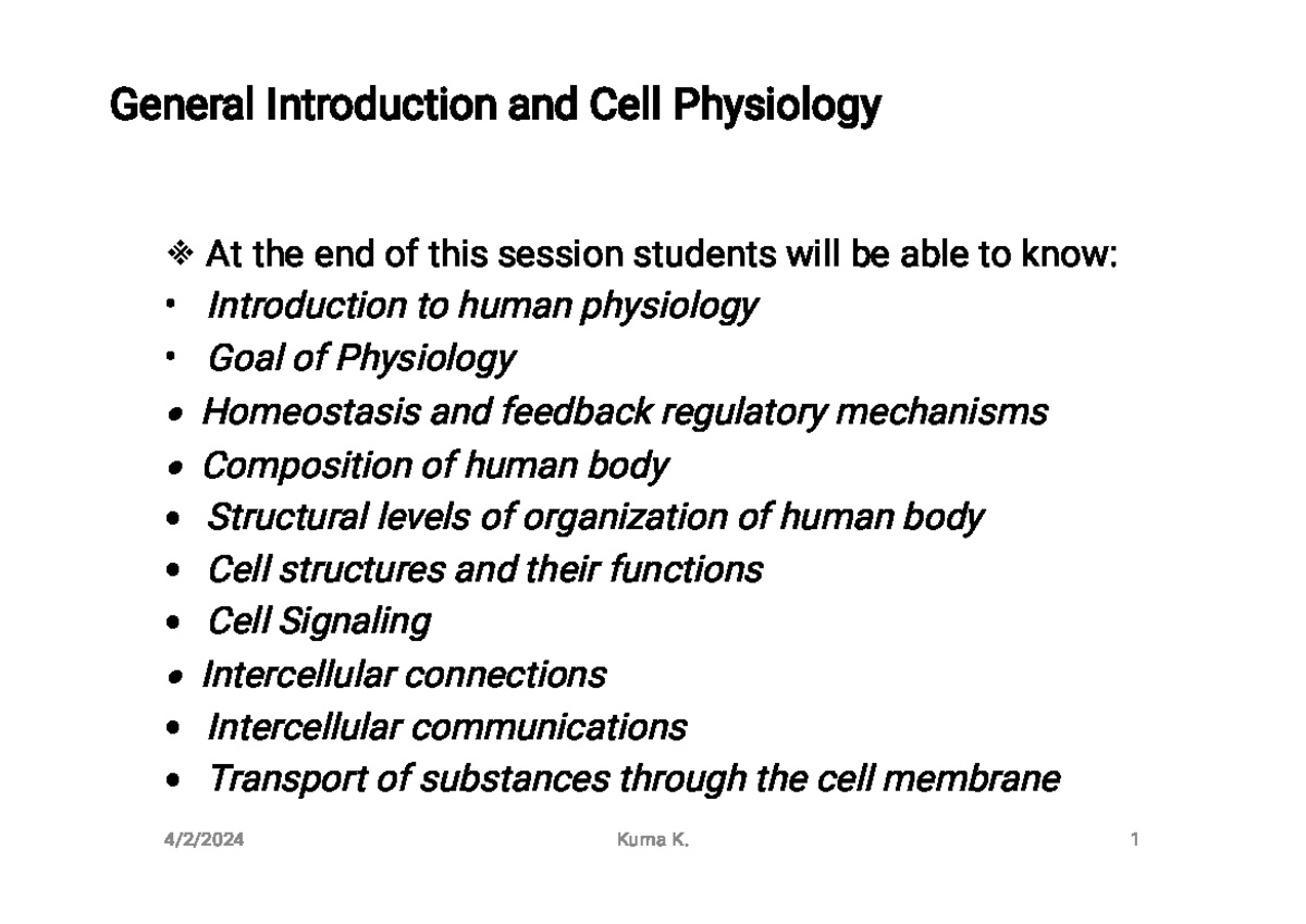 Introduction - Human physiology specifically focuses on how the human body works. Human ...