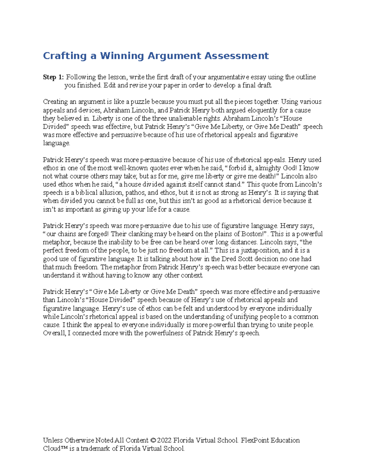 Crafting argument assess - Crafting a Winning Argument Assessment Step ...
