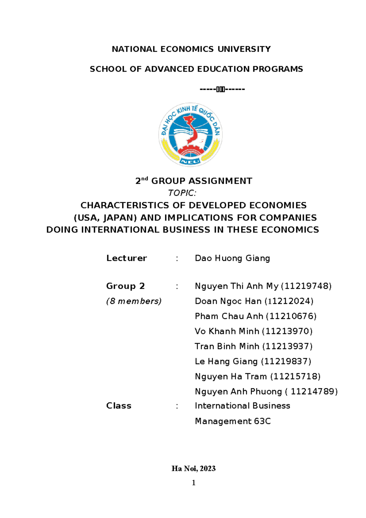 Group 2 Project 2 - CHARACTERISTICS OF DEVELOPED ECONOMIES (USA, JAPAN ...