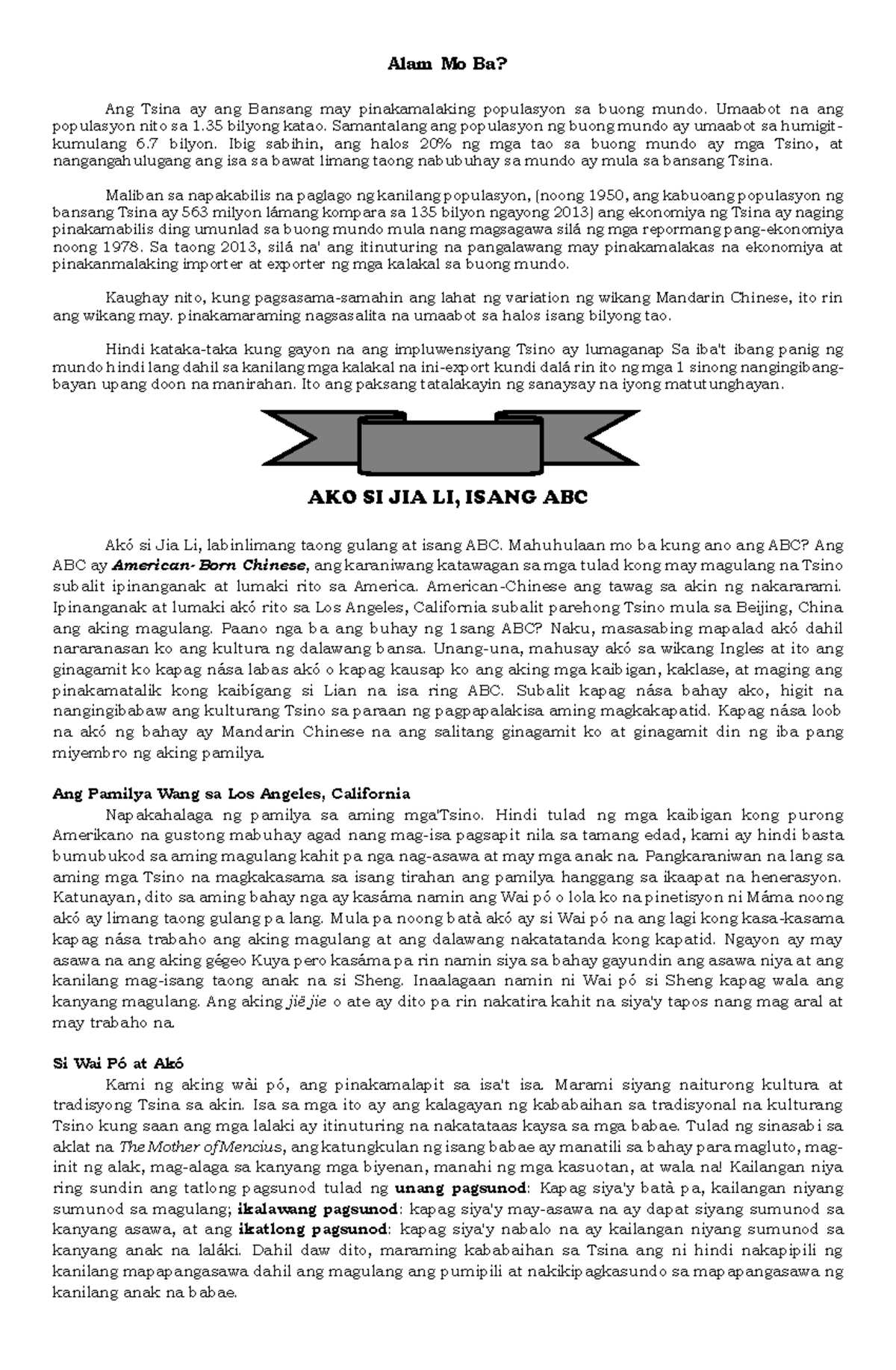 Ako-si-jia-li-isang-abc compress - Alam Mo Ba? Ang Tsina ay ang Bansang ...