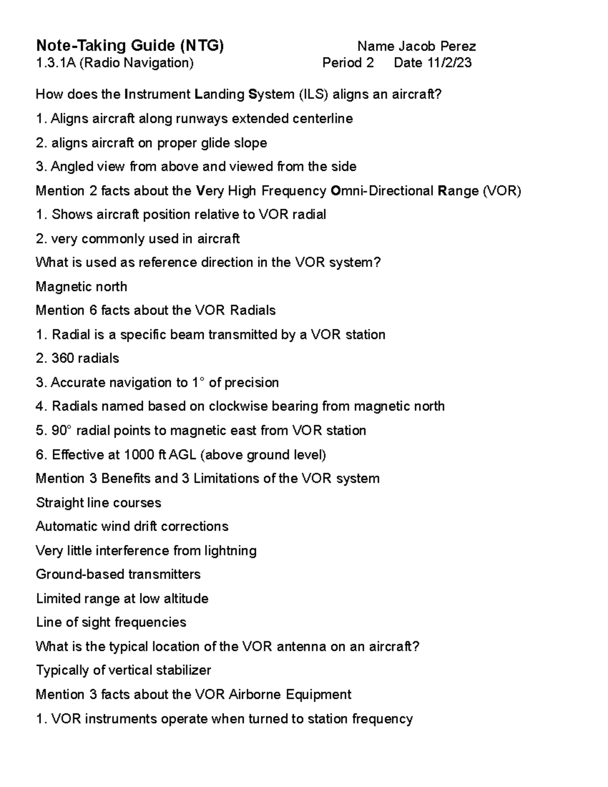 NTG 1p3p1A Radio Navigation - Note-Taking Guide (NTG) Name Jacob Perez ...