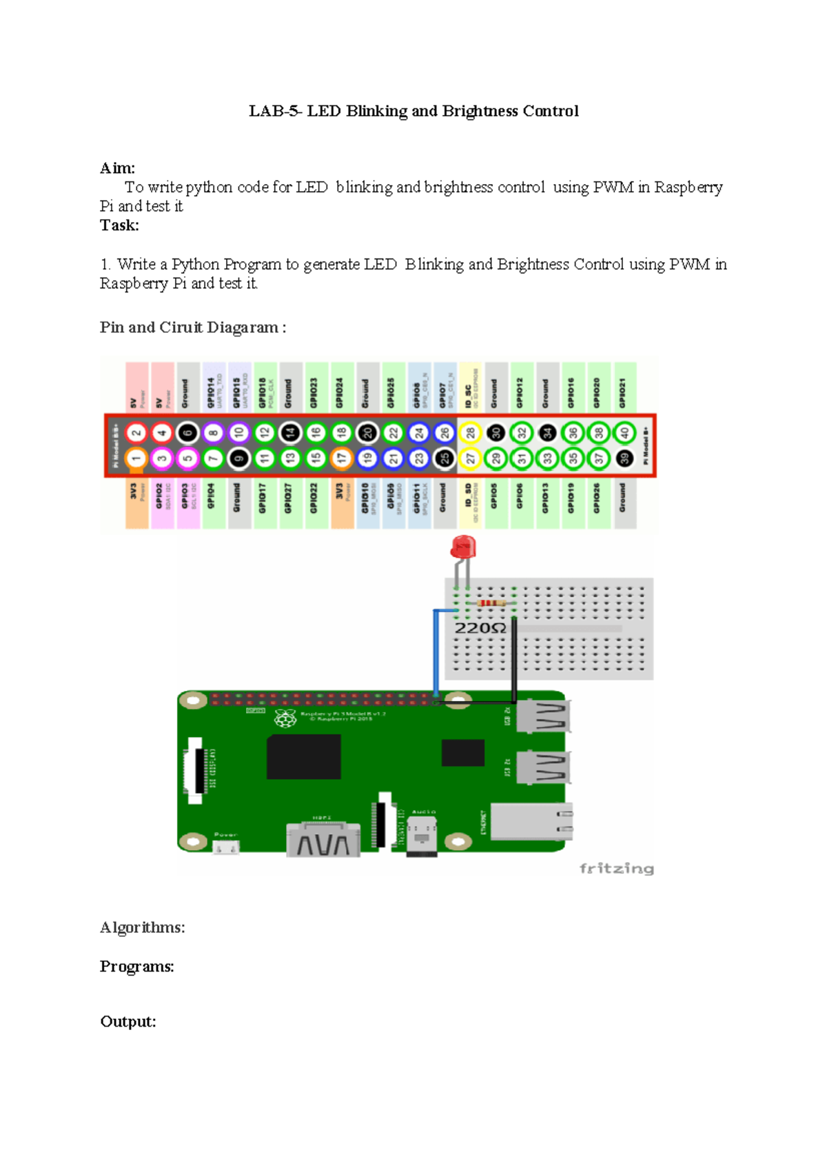 5 to 9 rasp pi - Practical Experiments - LAB-5- LED Blinking and ...