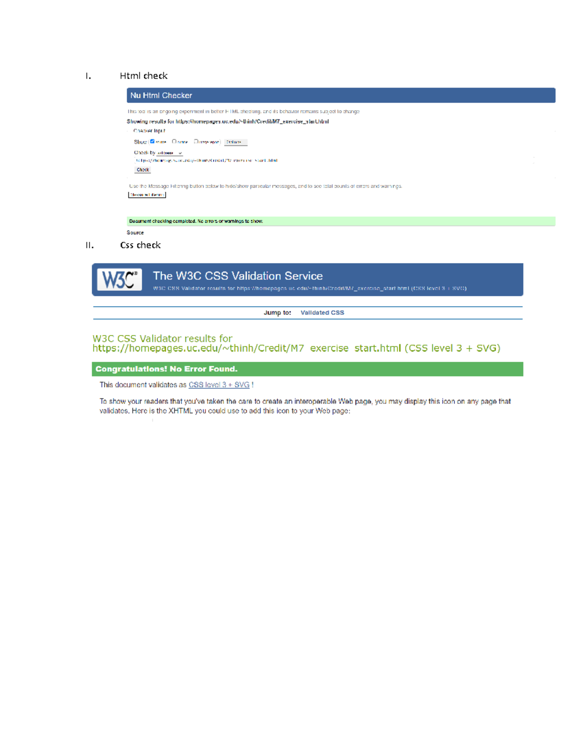Extra credit pictures - IT3020 - I. Html check II. Css check - Studocu