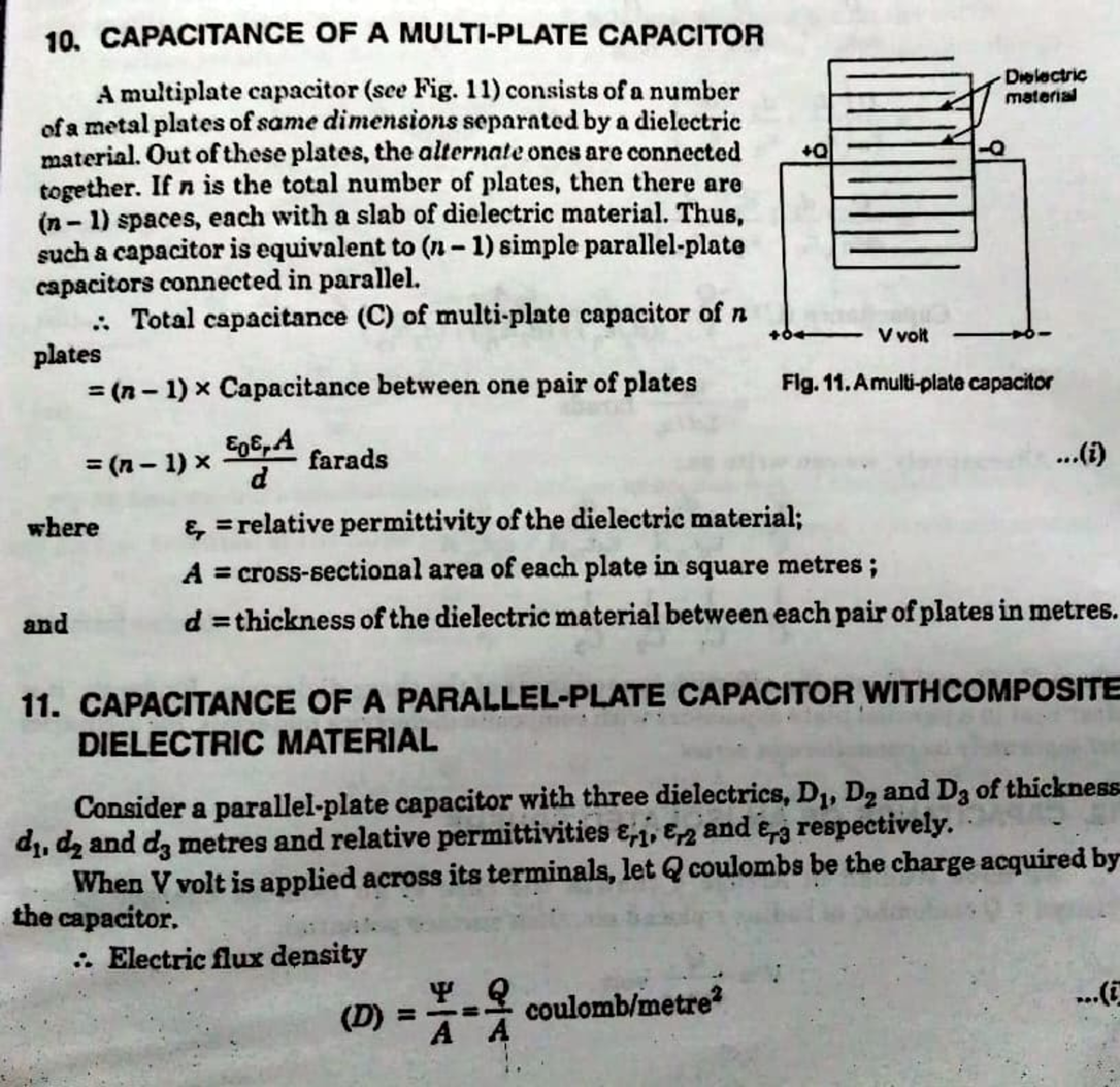 Types of capacitors - Capacitance of multi plate capacitor Parallel ...