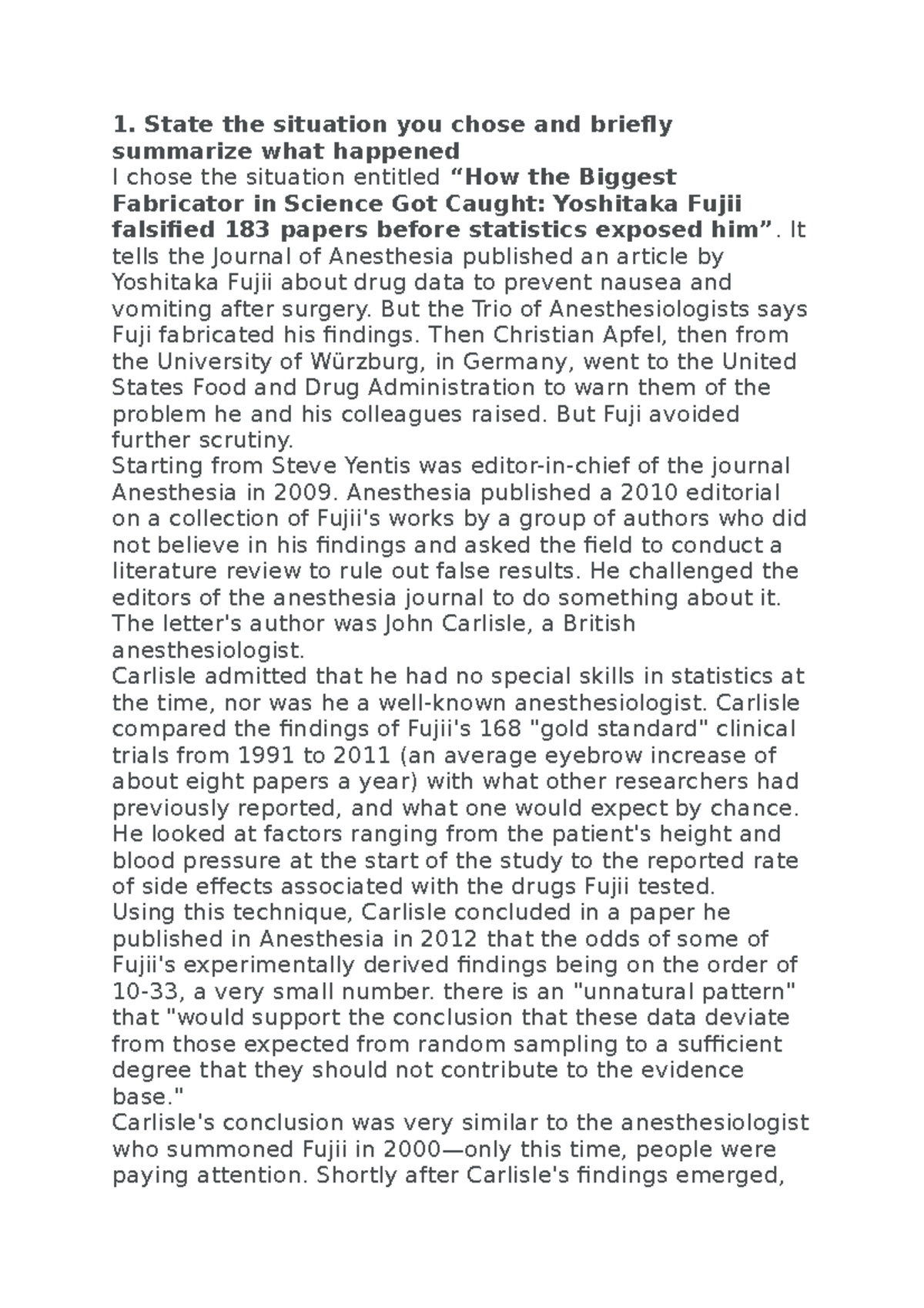 Four papers on which he is a co - State the situation you chose and ...