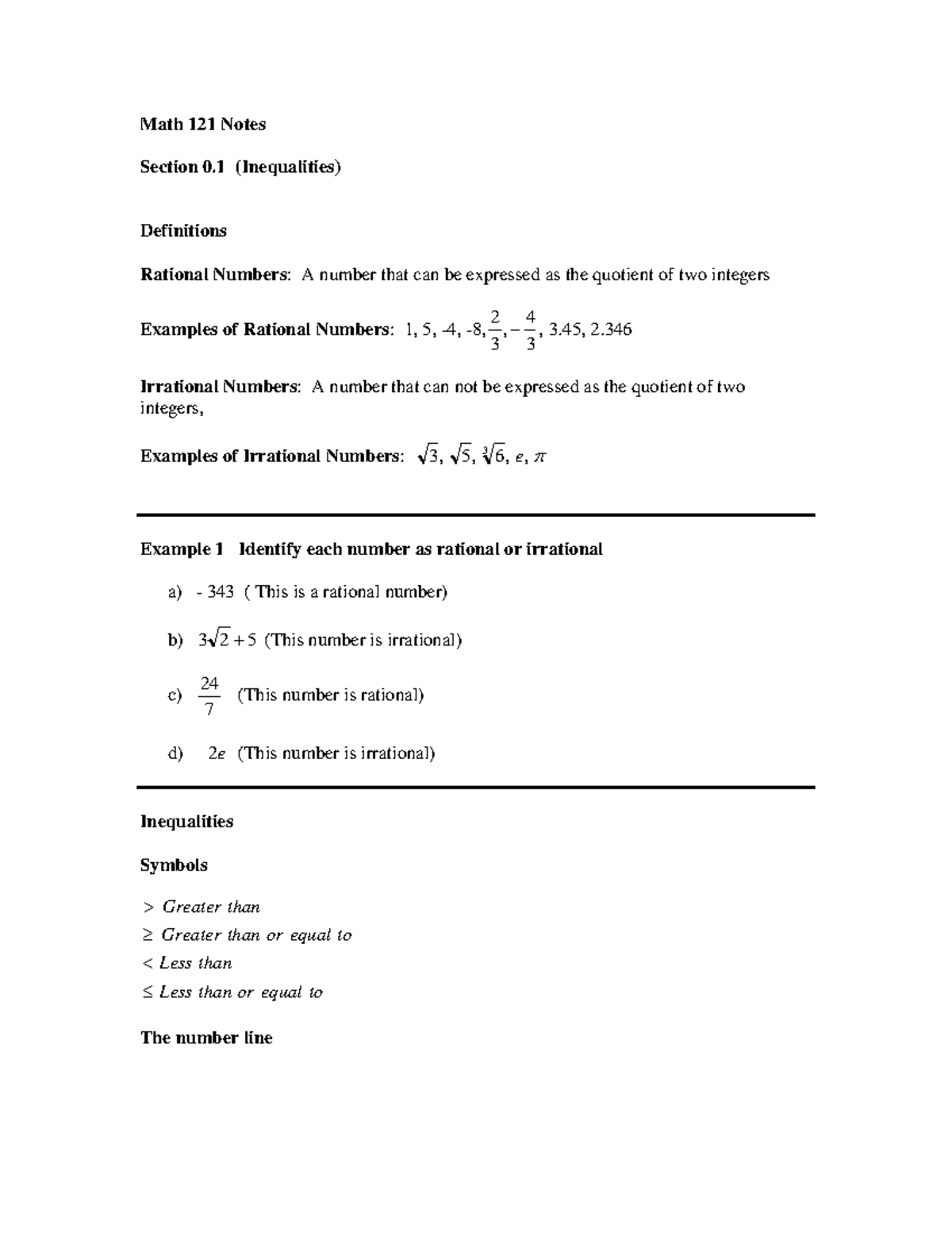 Math 121 Notes Sec 0.1 Summer 2006 - Math 121 Notes Section 0 ...
