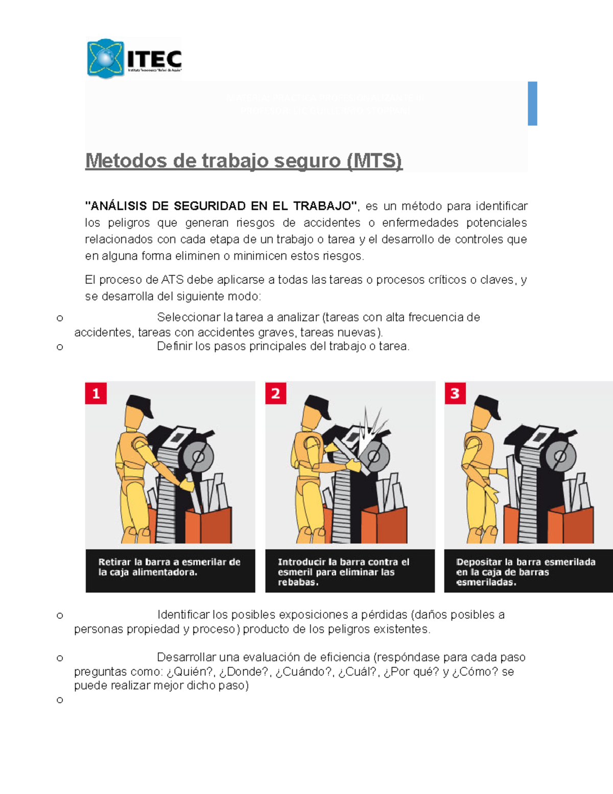 Metodos de trabajo seguro - El proceso de ATS debe aplicarse a todas ...