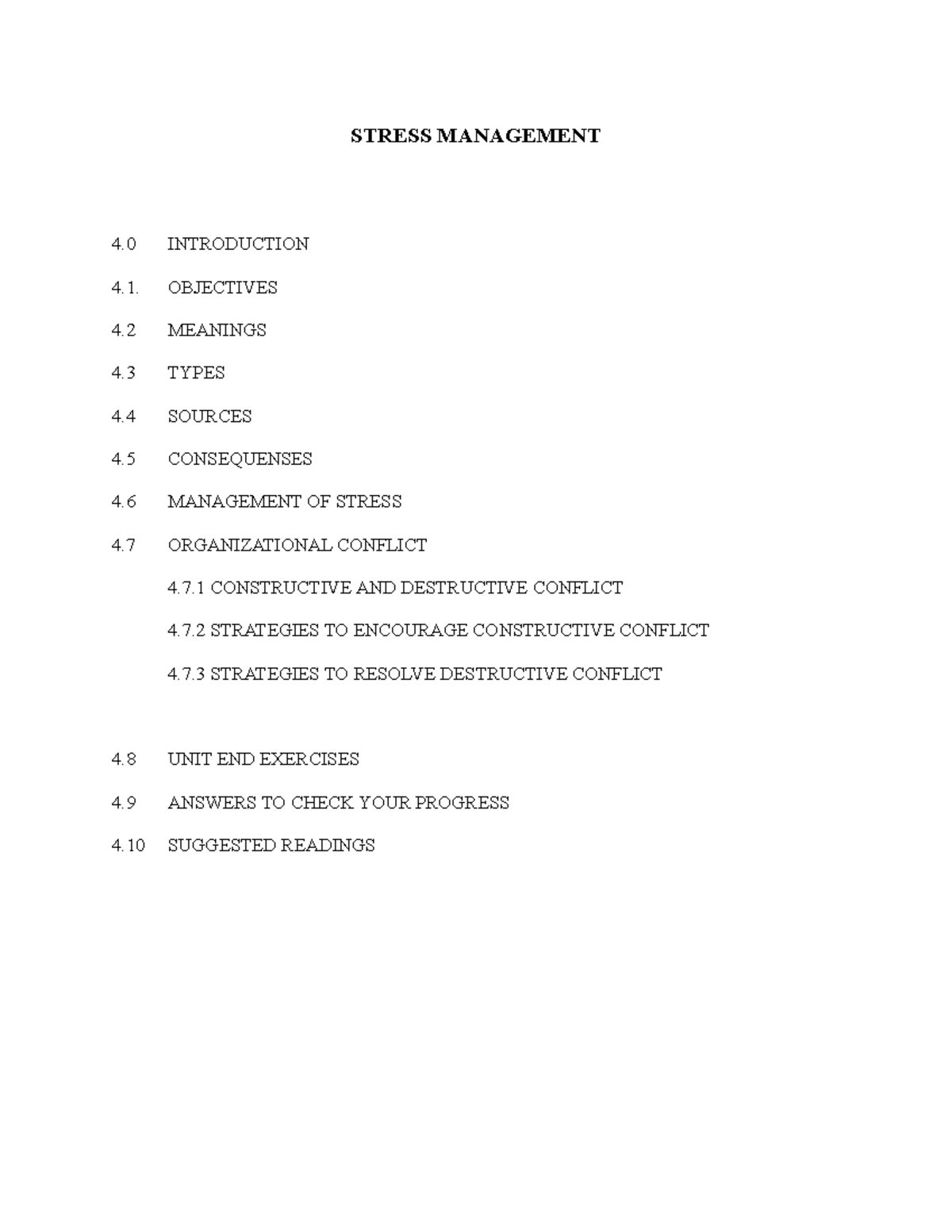 UNIT 4 Stress Management - STRESS MANAGEMENT 4 INTRODUCTION 4 ...
