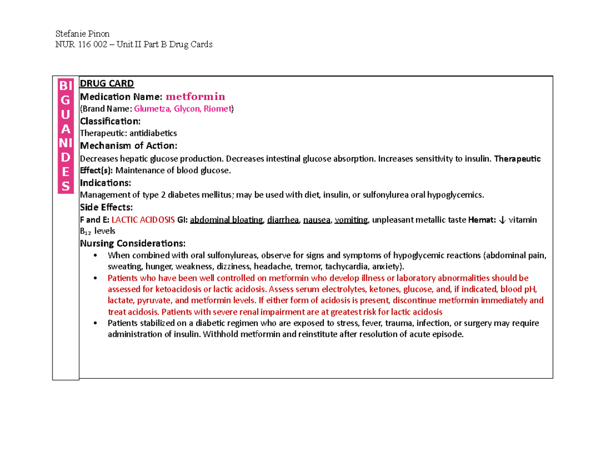 Unit 2 Part B Medication Cards - NUR 116 002 – Unit II Part B Drug ...